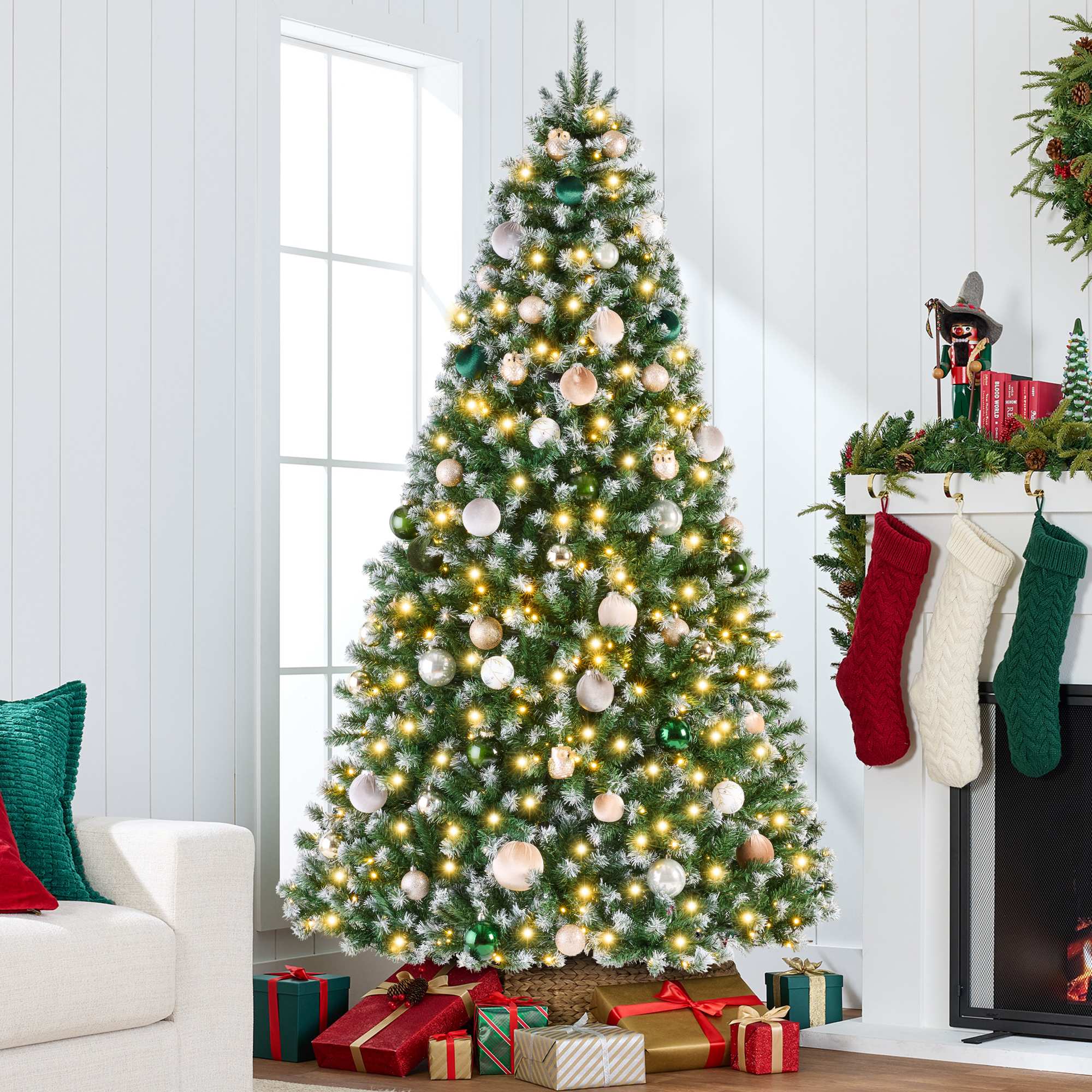 Best Choice Products Artificial Frosted Christmas Tree 9ft Premium Pre ...