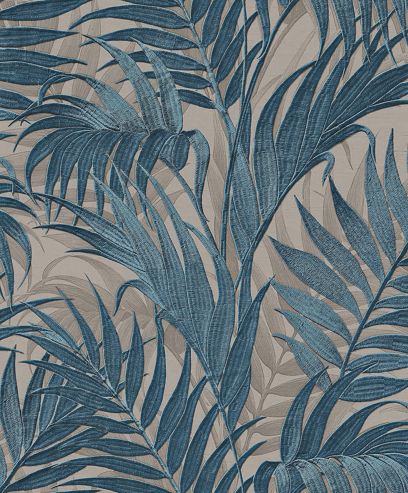 Veer Decor Embroidered Palm Blue Wallpaper in the Wallpaper department ...