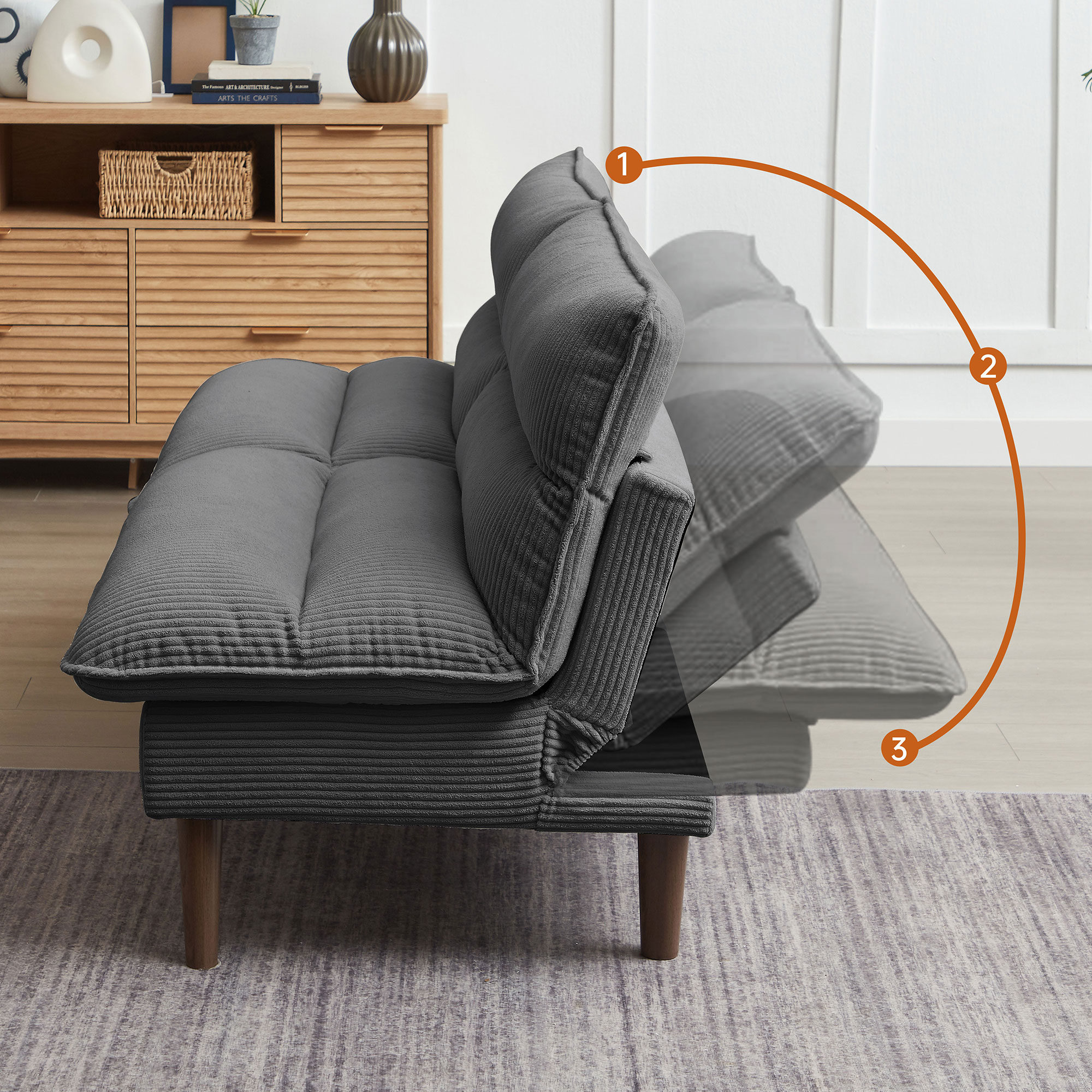 Jarenie Dark Grey Contemporary/Modern Corduroy Futon in the Futons ...