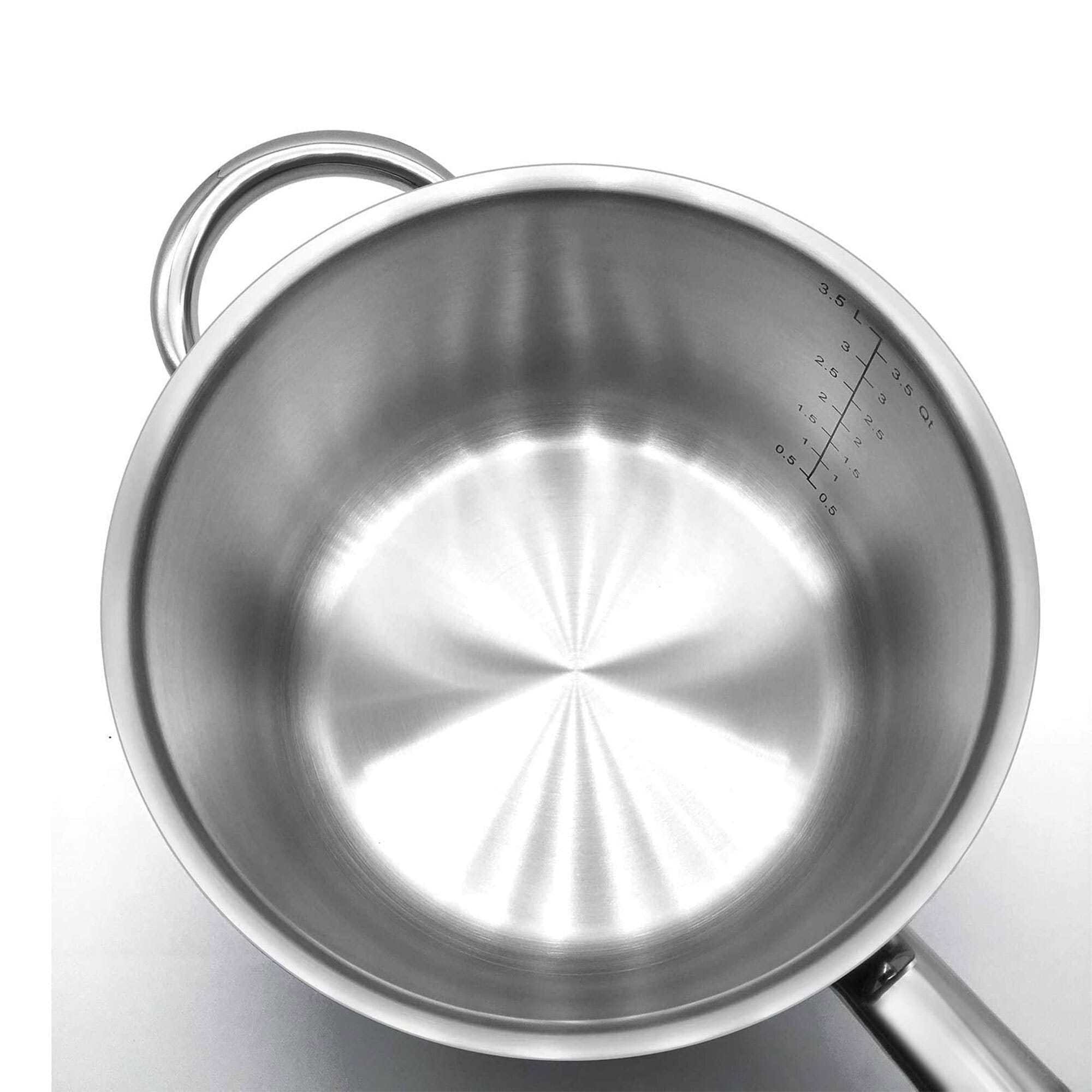 Fortune Candy 4-Quart 18/8 Stainless Steel Tri-Ply Saucepan with Lid in ...