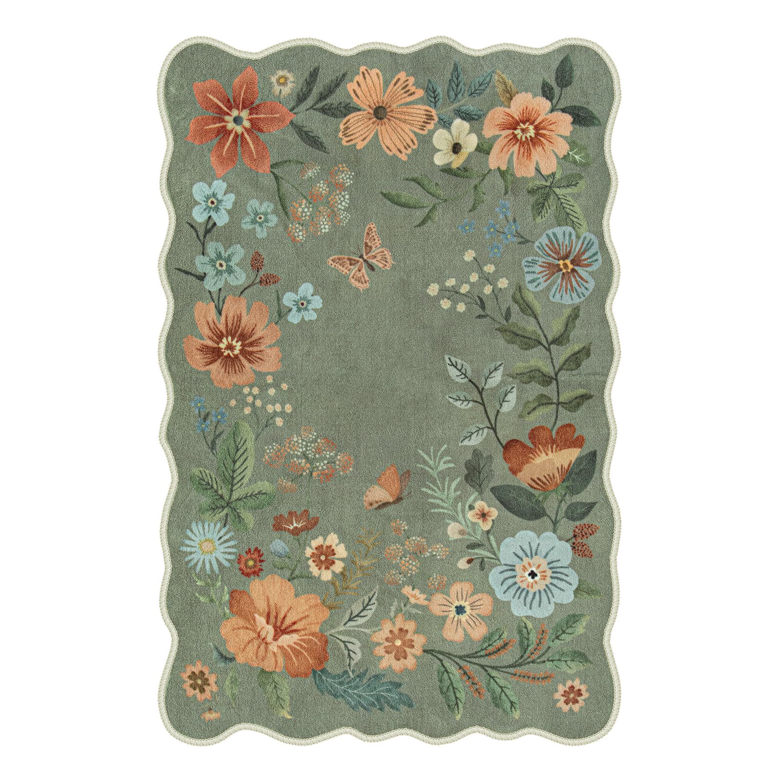 Lahome 3 x 5 (ft) Mung Bean Green Vitality Nature Short Pile Faux ...