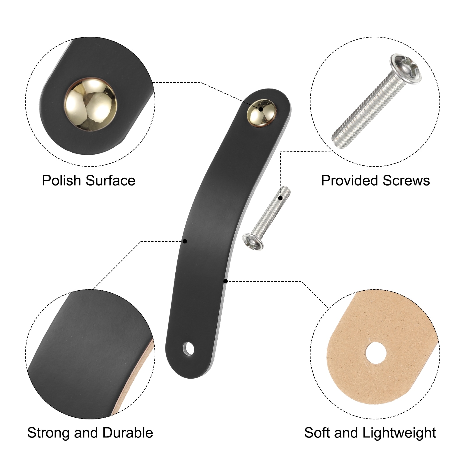 Unique Bargains Leather Drawer Pulls Single Hole Furniture Dresser ...