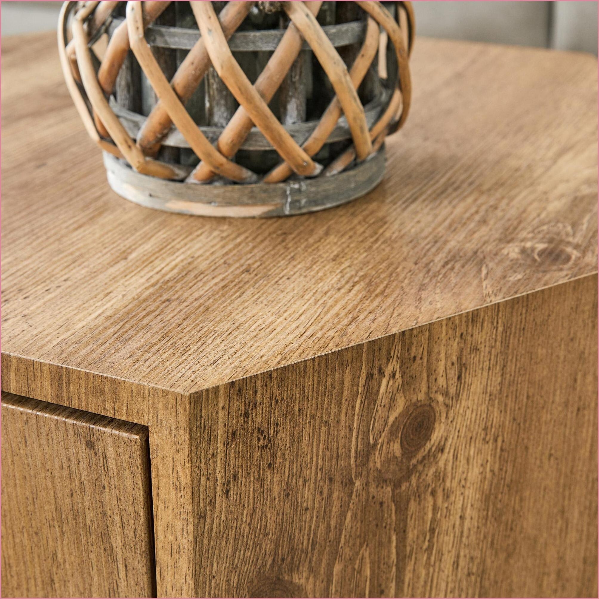 Watnature Hexagonal Wood Look MDF Coffee Table with Drawer Stable amp ...