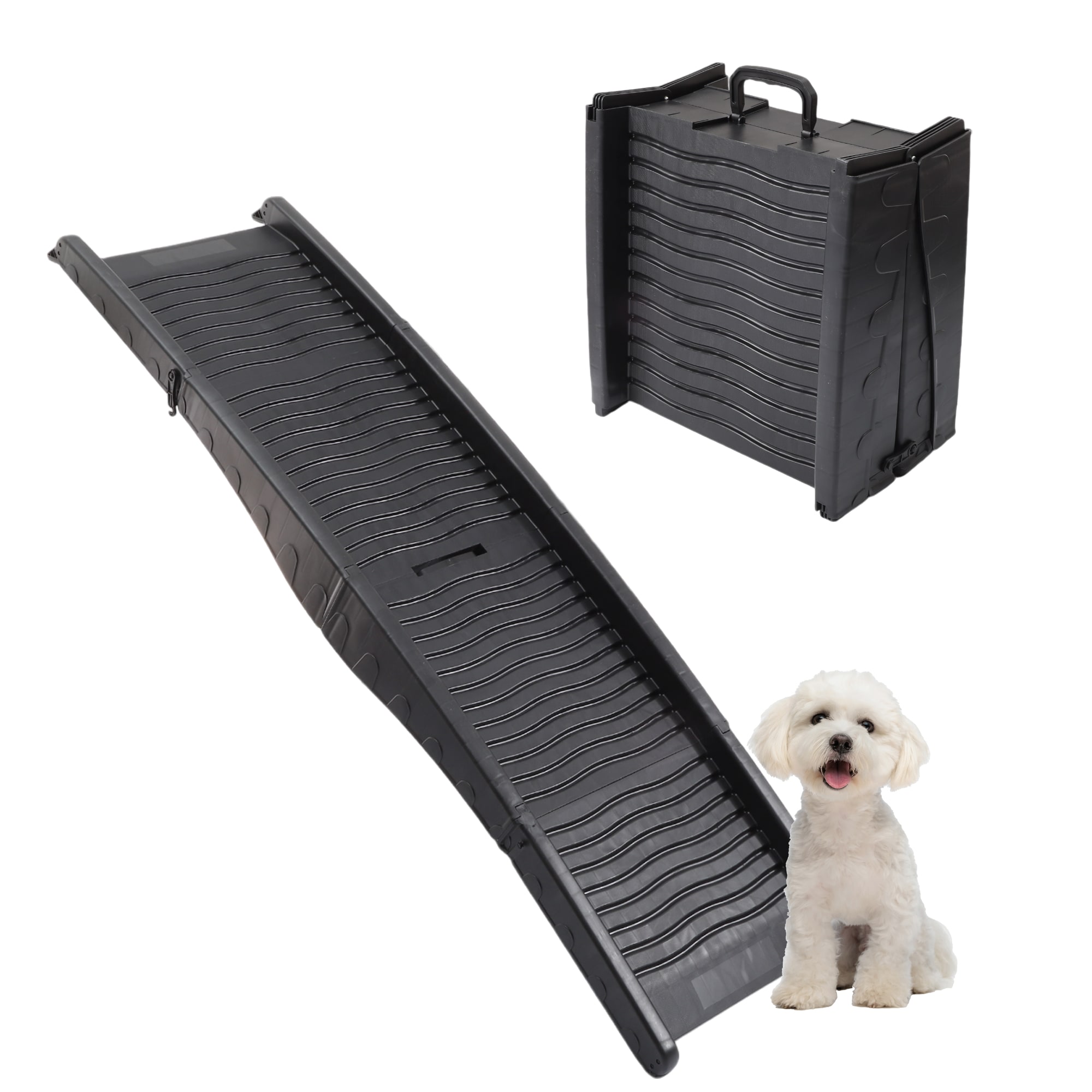 Unique Bargains Dog Ramp for Bed Non-Slip Portable Folding Stairs Dog ...