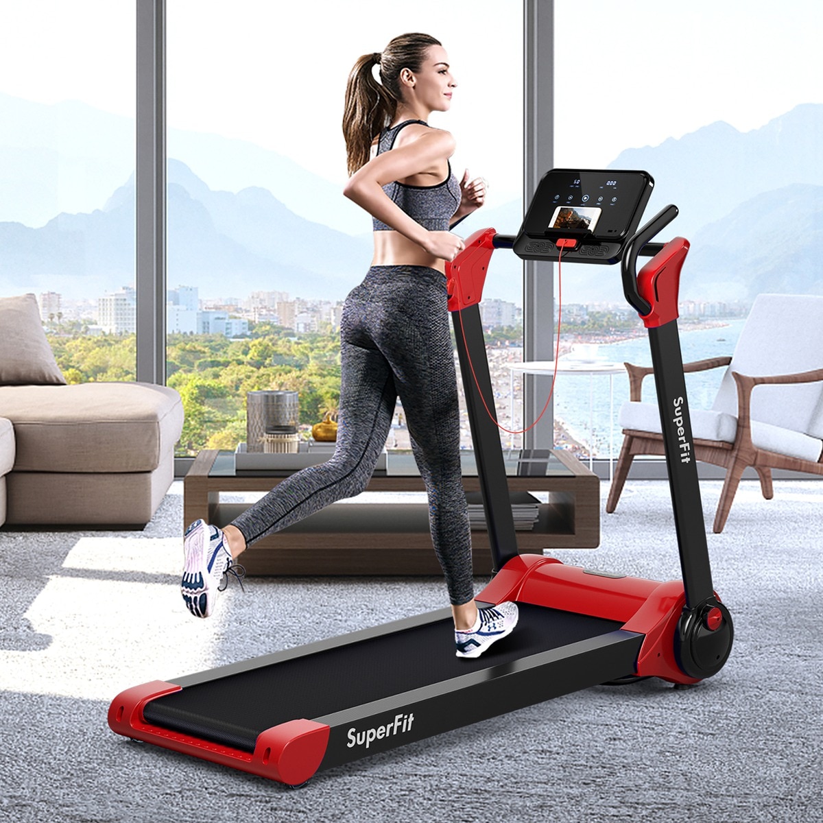 Costway Superfit Folding 2.25HP Electric Treadmill Running Machine APP ...