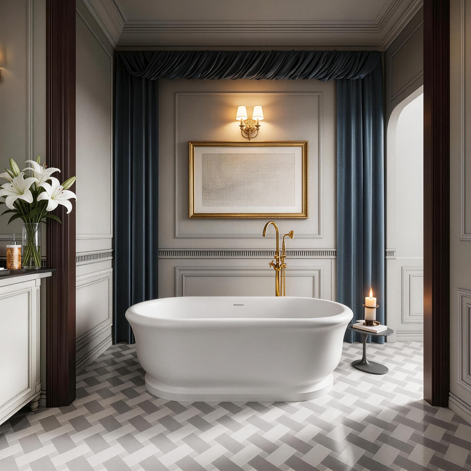 POCCI 67 Inch Vintage Freestanding Solid Surface Bathtub Matte White ...
