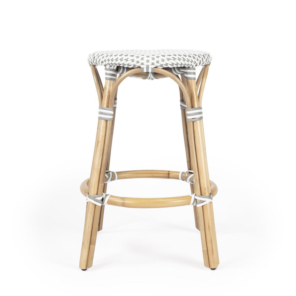 Butler Specialty Tobias Rattan Round 24 Counter Stool White and Gray ...