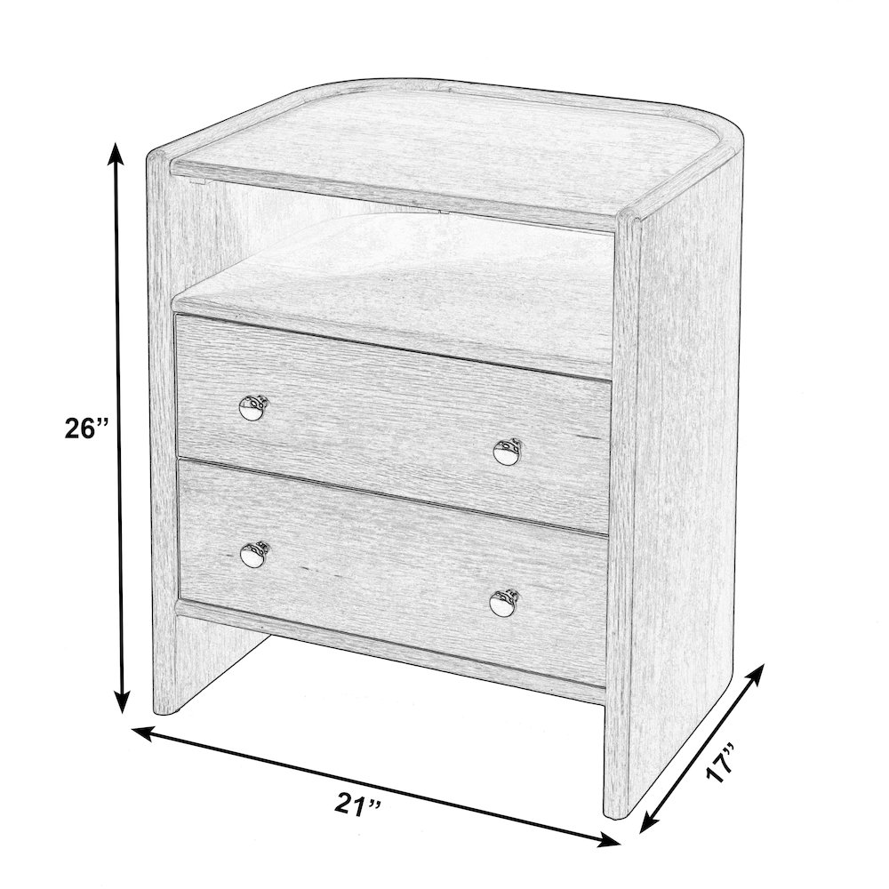 Butler Specialty Colin 21 in W Wood 2 Drawer Round Back Nightstand ...