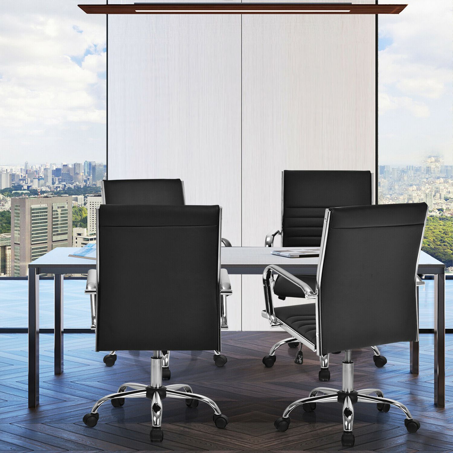 Costway Set of 2 PU Leather Office Chair High Back Conference Task ...