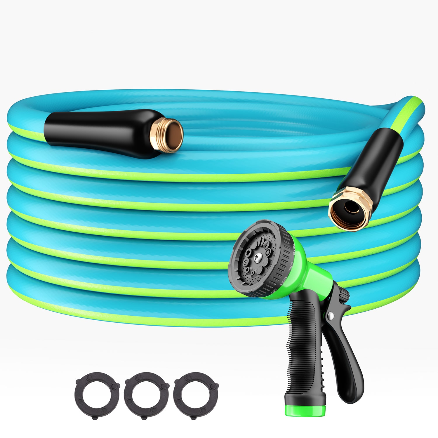 Feihu 50ft 5/8in PVC Garden Hose Green 5/8-in x 50-ft Heavy -Duty Kink ...