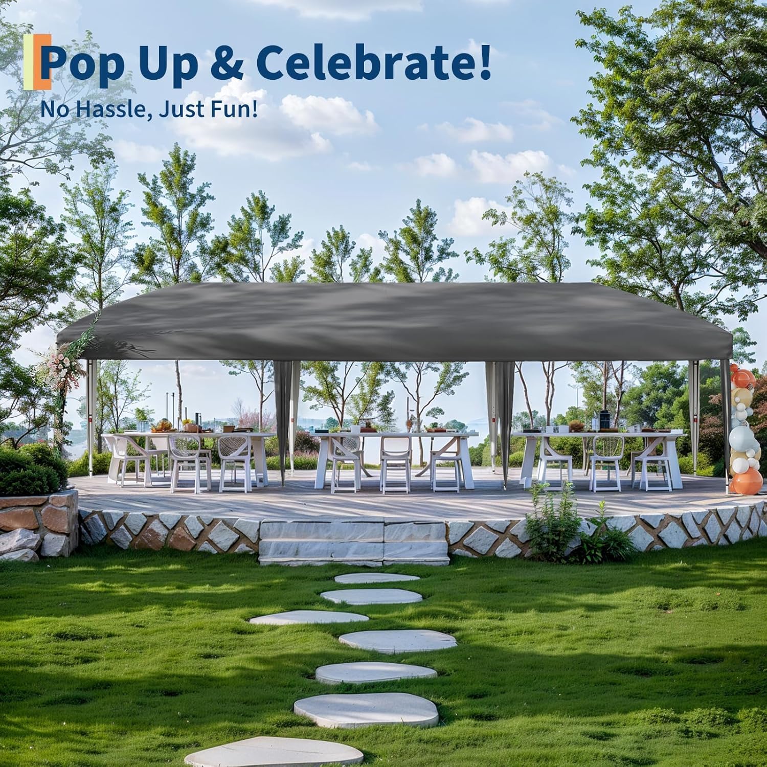 GarveeLife 10x30 Pop Up Awning with 8 Sidewalls Heavy Duty Outdoor ...
