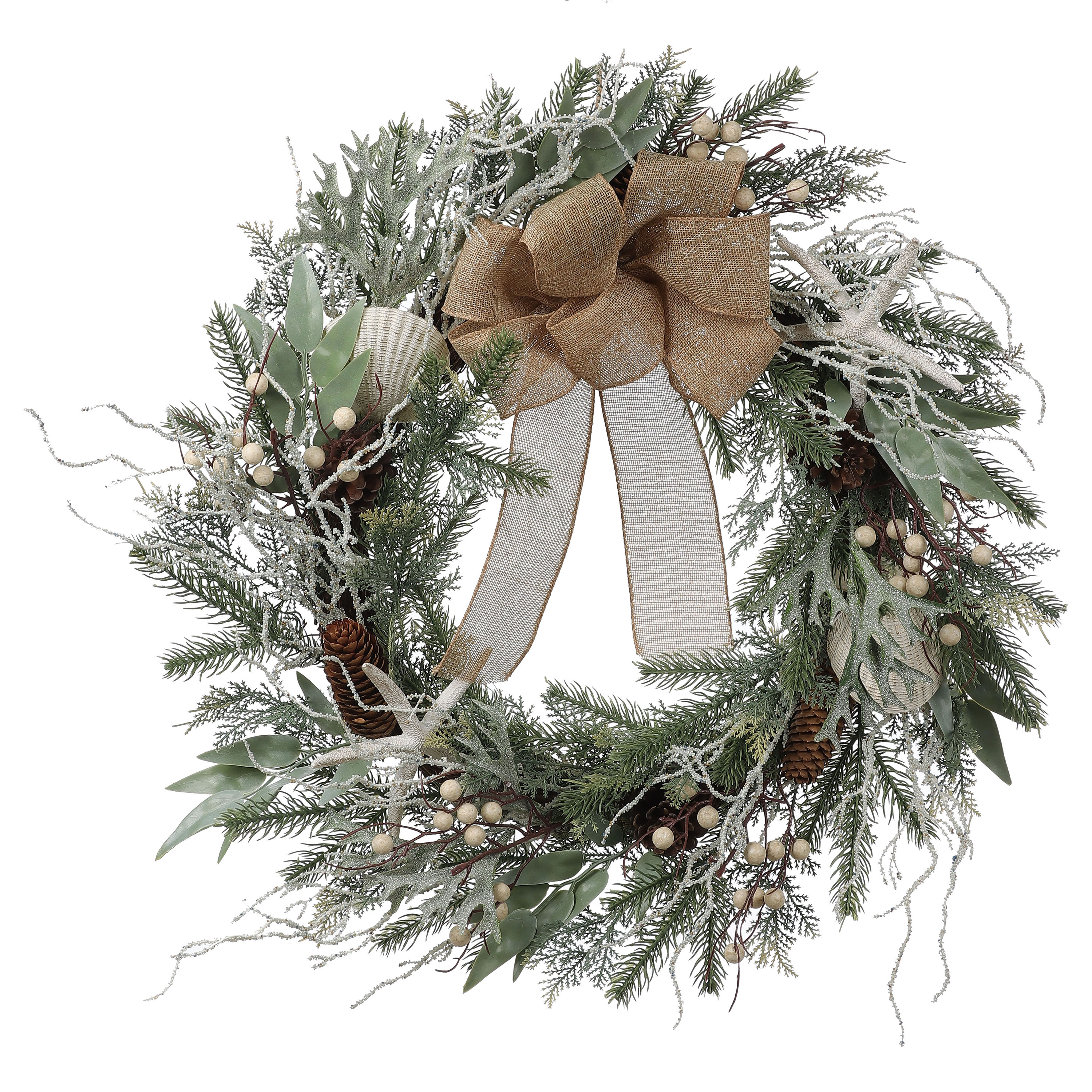 Holiday Living 24 in Indoor Green Artificial Christmas Wreath LW20 OXJEA149 at Lowes