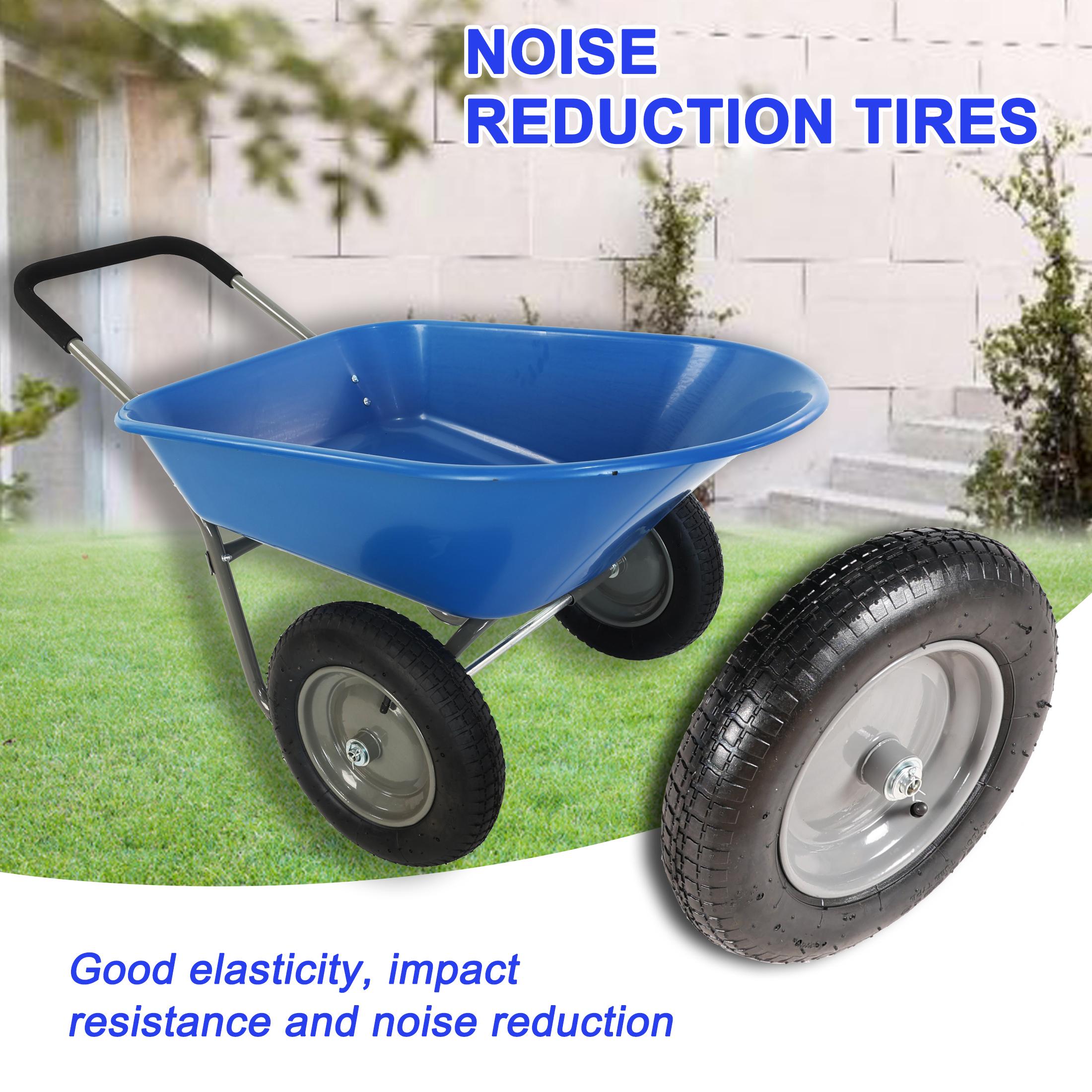 Bayfeve Two Wheel Garden Wheelbarrow with 15 in Pneumatic Tires 300 lb ...