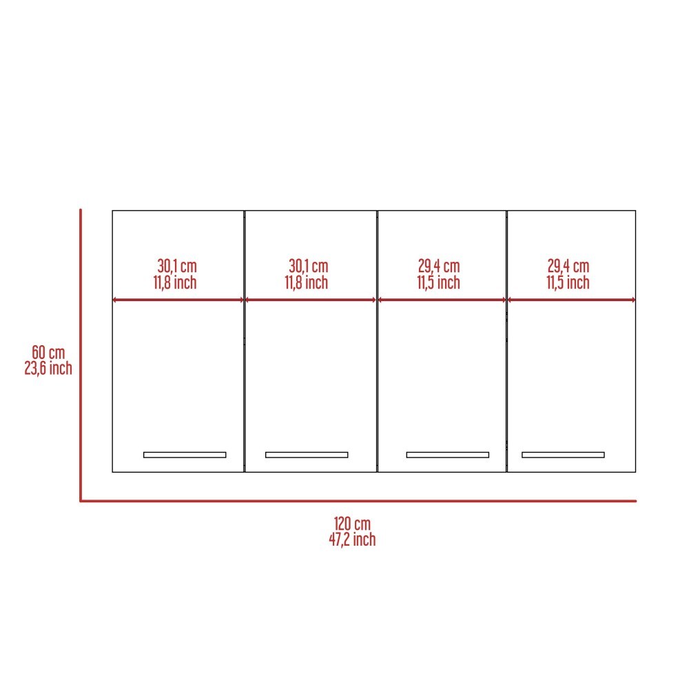 GlasFlength Rectangle Four Swing Doors Wall Cabinet Wenge Finish Wall ...