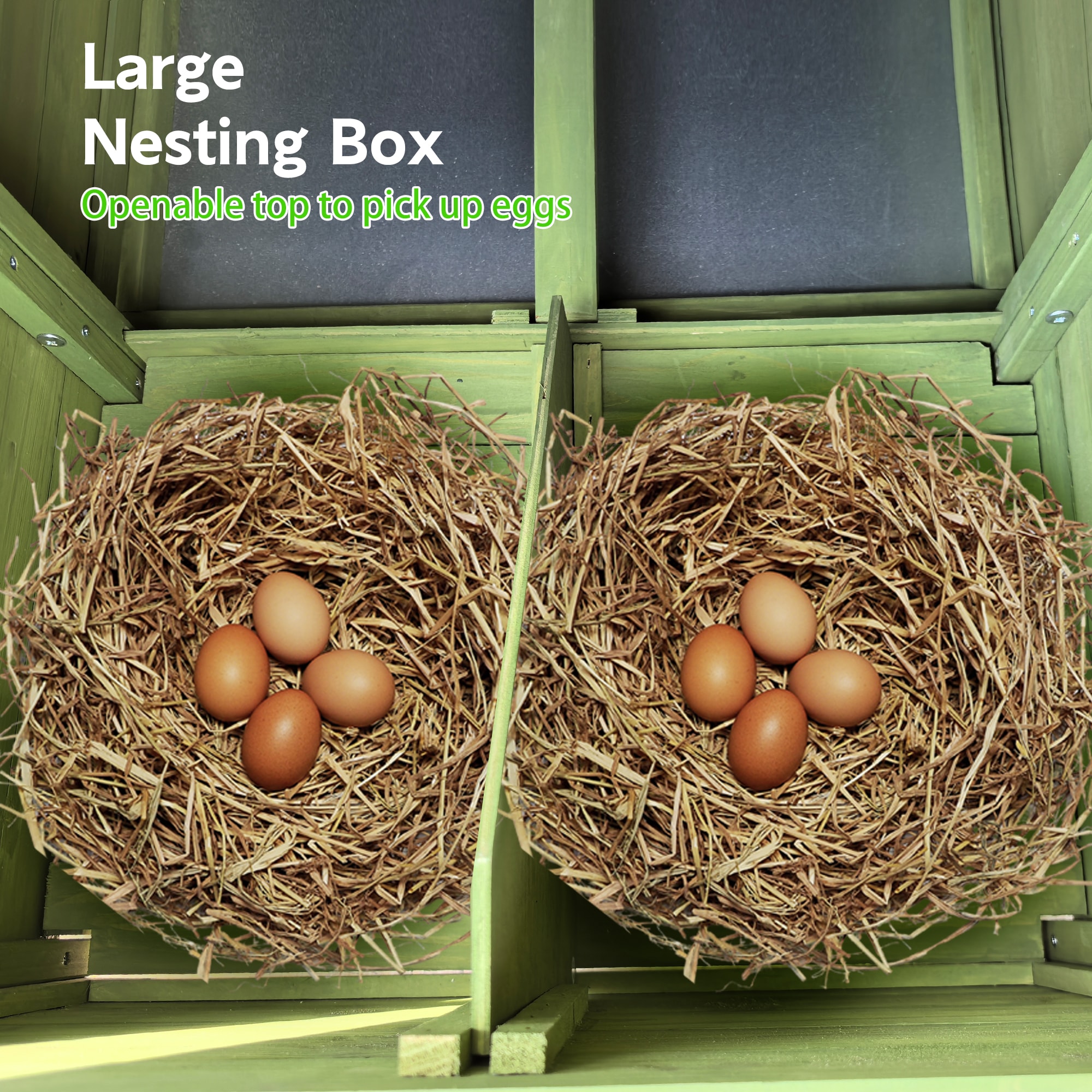 Tatayosi Large Wooden Chicken Coop with 2 Free-Range Doors 2 Nesting ...