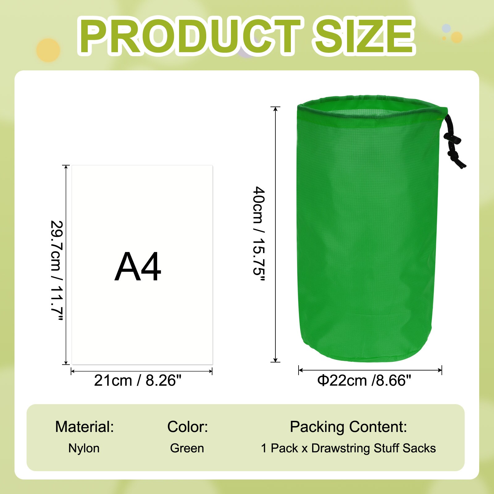 Unique Bargains Stuff Sack Nylon Waterproof Storage Sacks Portable ...