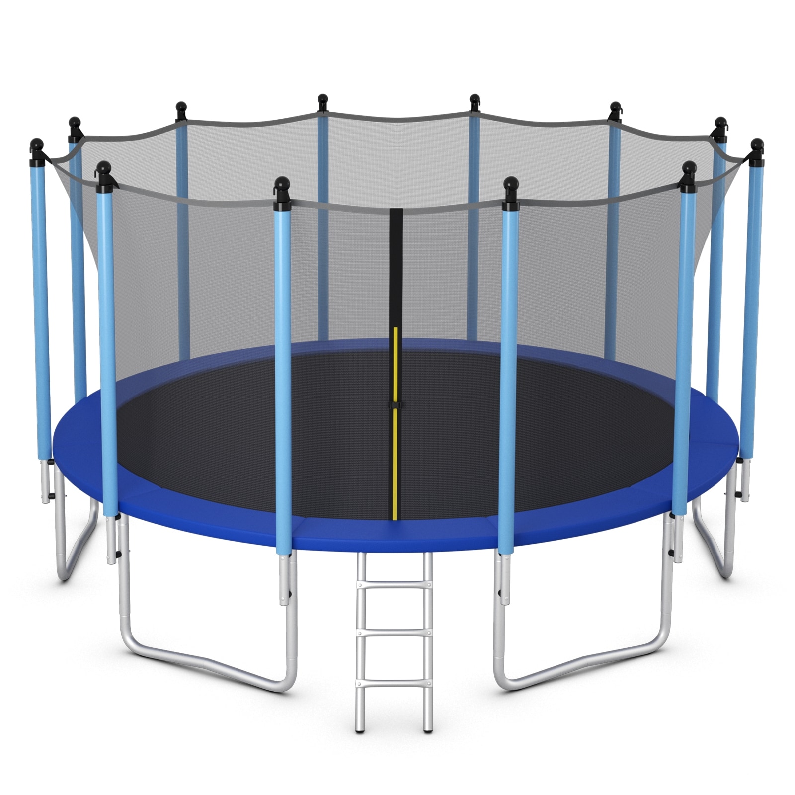 Slickblue Round Outdoor Trampoline with Safety Enclosure Net- Blue ...