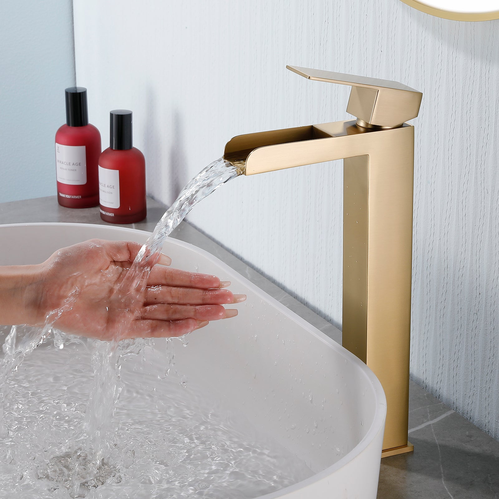 Boyel Living Brushed Gold Faucet SUS304 Waterfall Spout cUPC Cartridge ...