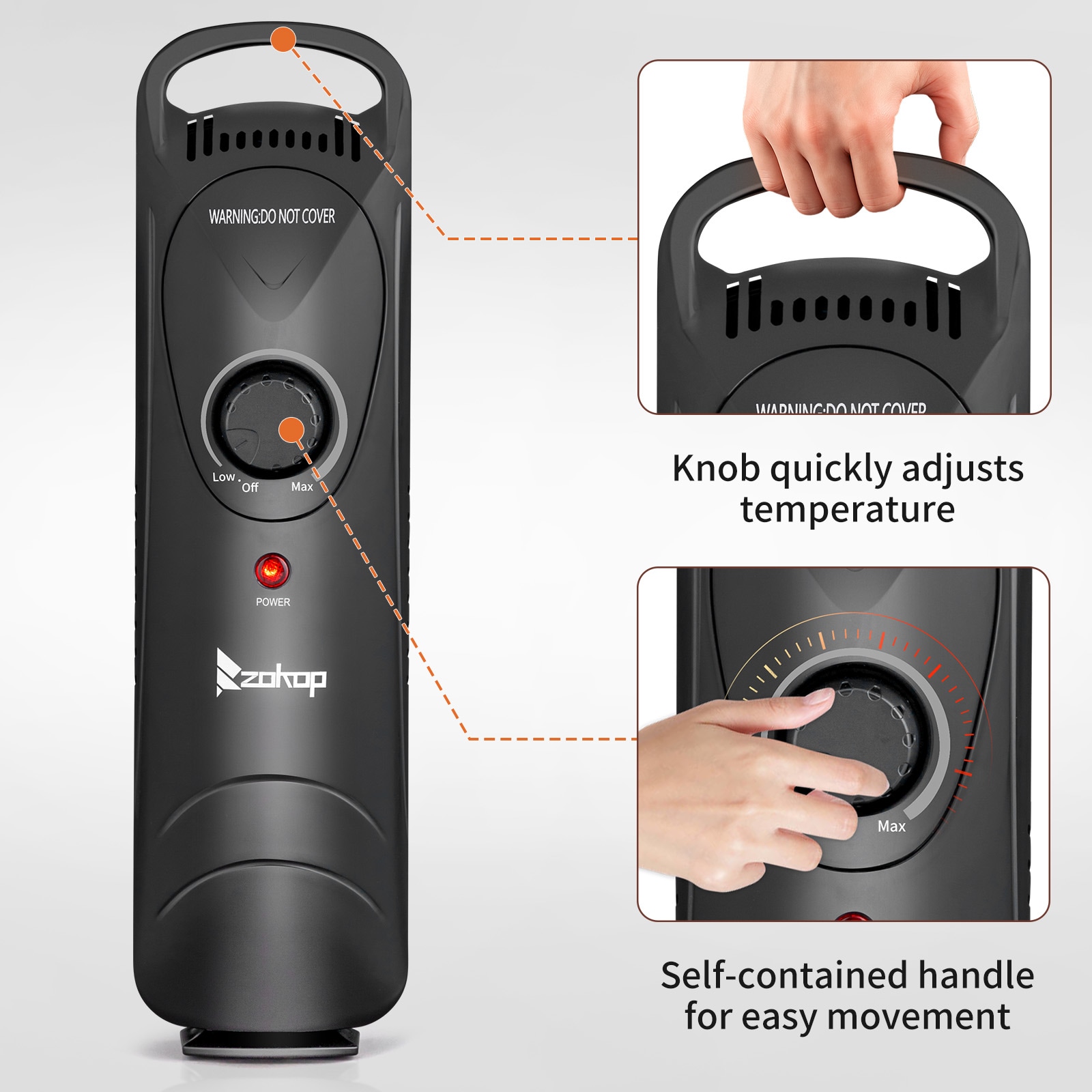 ROVSUN 600 -Watt Oil-filled radiant Compact personal Indoor Electric ...
