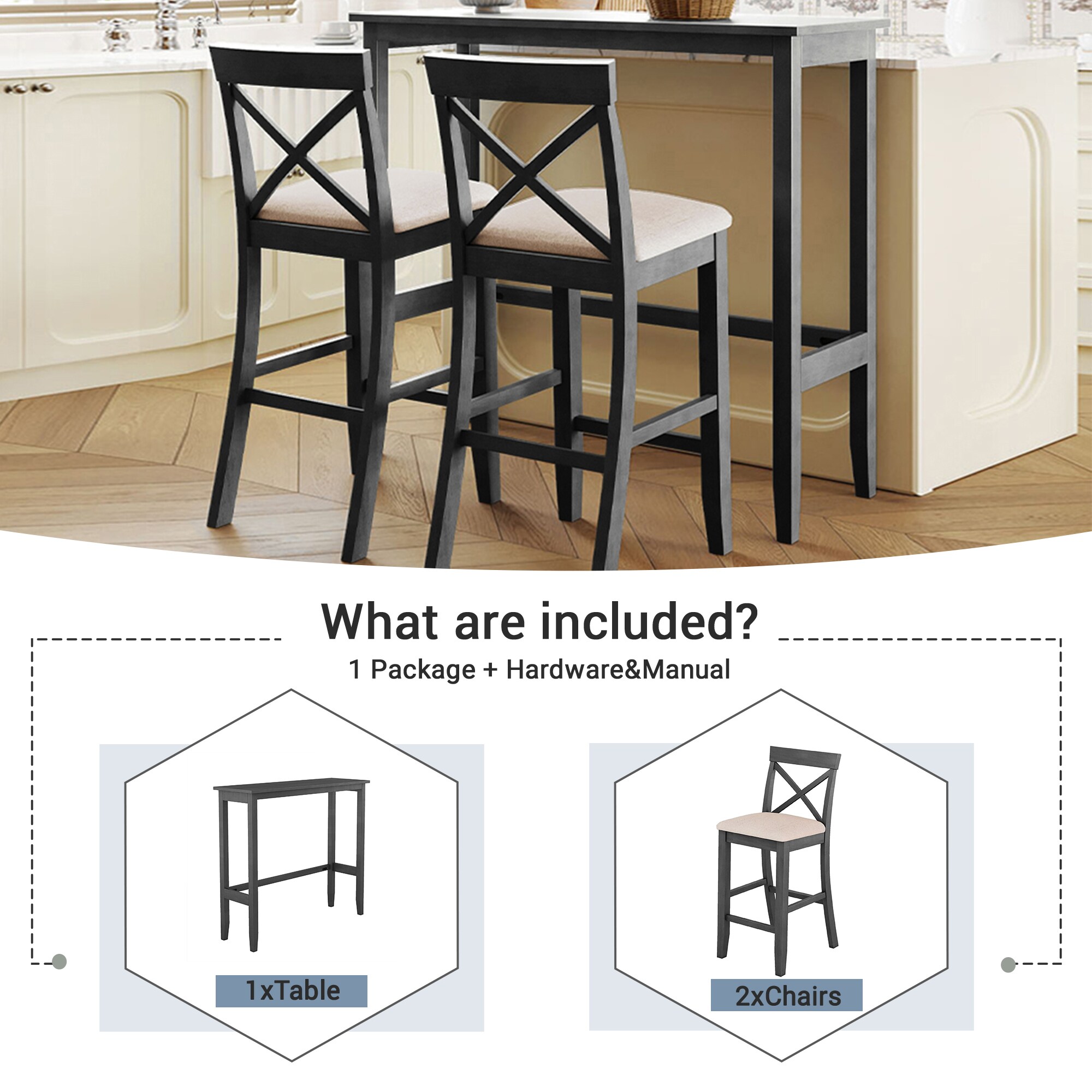 ModernLuxe Farmhouse Dining Set Gray Contemporary/Modern Dining Room ...
