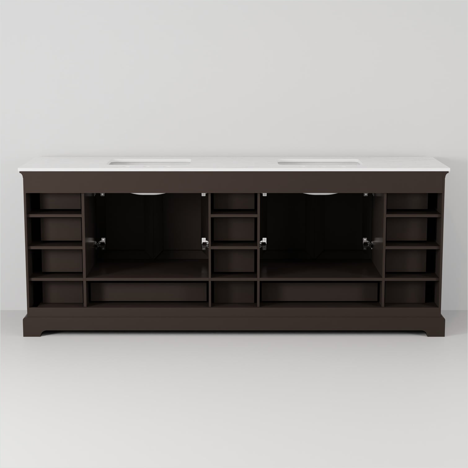 Watnature Bathroom double vanity in rich brown 84-inch Carrara marble ...