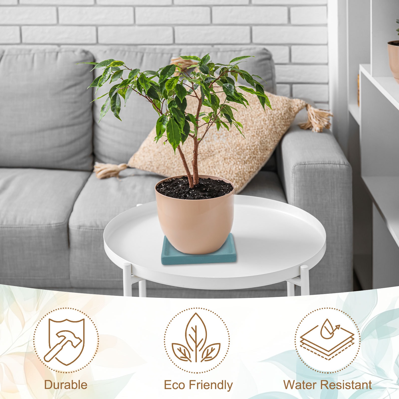 Unique Bargains 2pcs Square Plant Saucers 4.7 Inch Ceramics Plant Drip ...