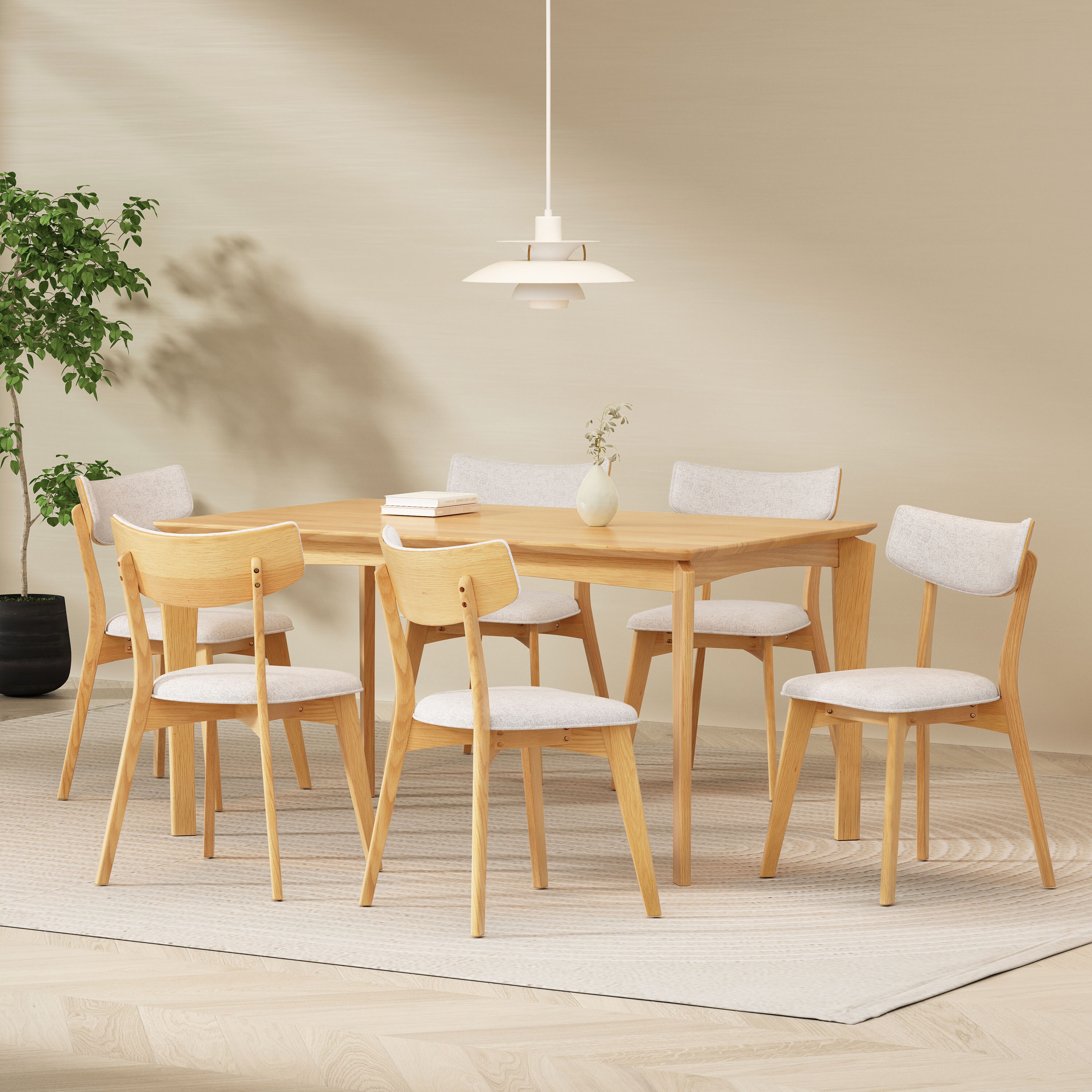 Christopher Knight Home Carmody Wood and Fabric 7 Piece Dining Set ...