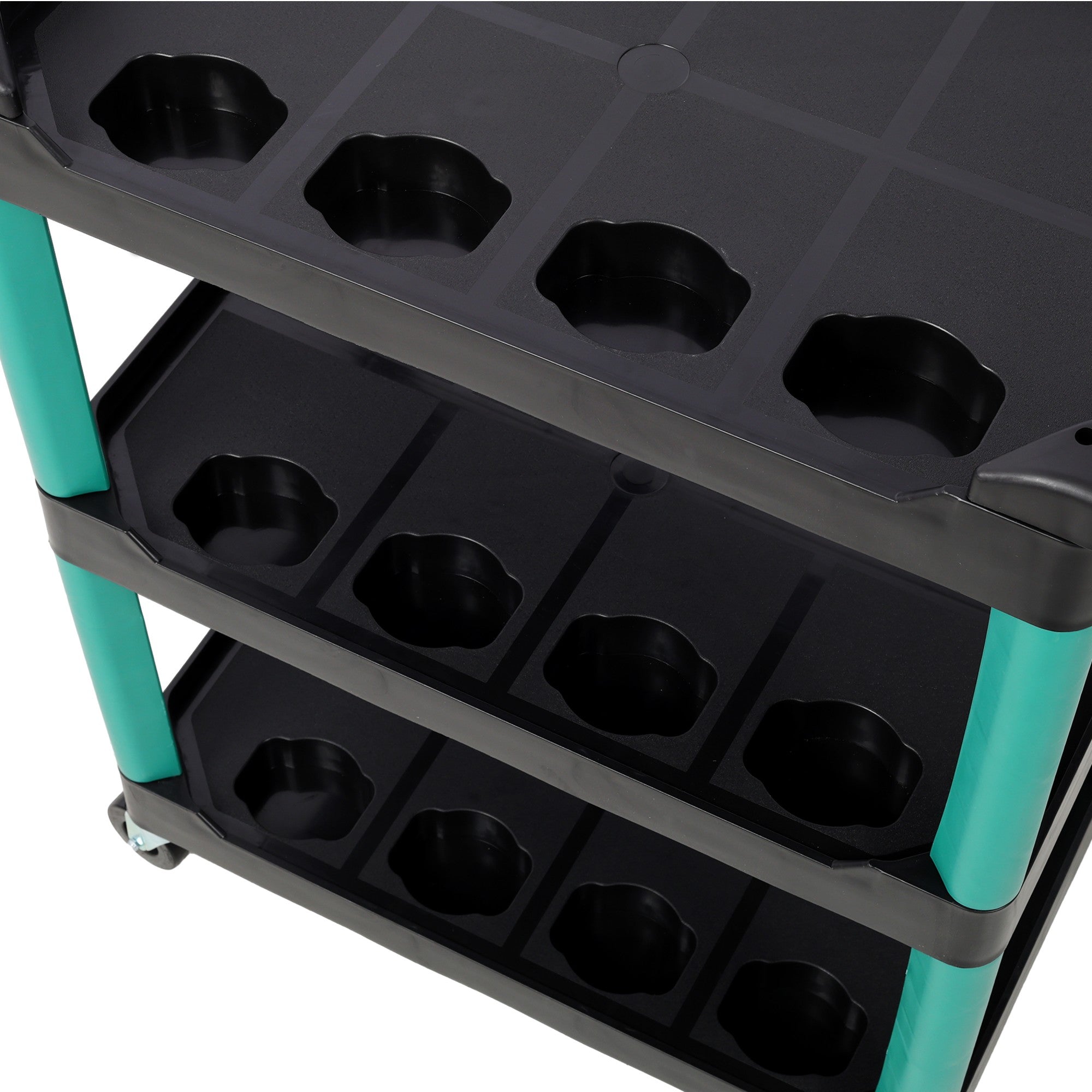 Boyel Living Green/Black Plastic 3-Tier Rolling Auto Detailing Utility ...