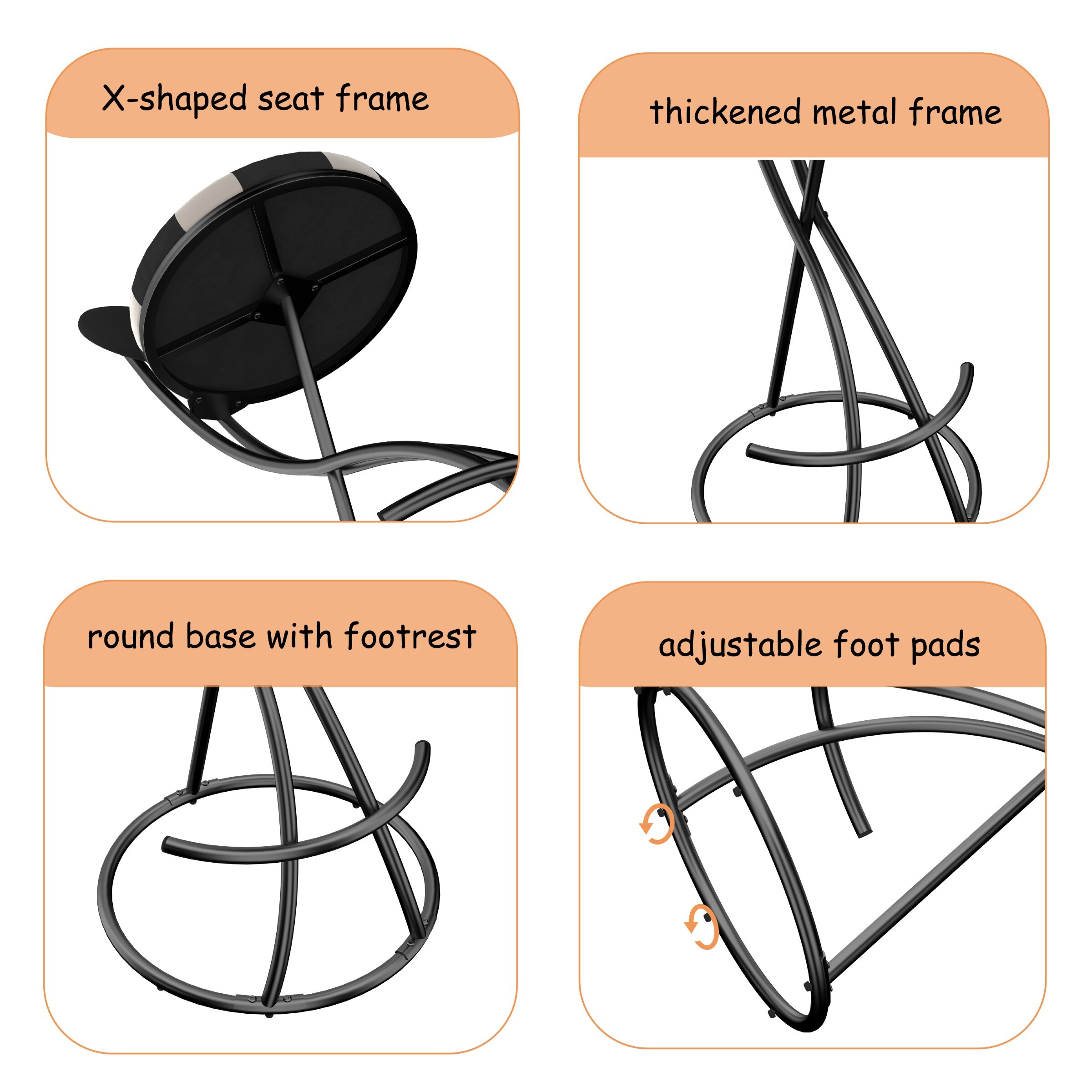 KTMBDW Barstools Set of 2 - Velvet Upholstered Counter Bar Stools with ...