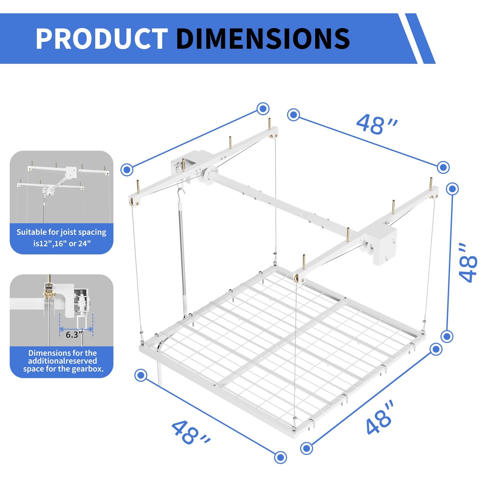 GarveeLife HeavyDuty 4 multiplied by 4 ft Garage Ceiling Storage Rack ...