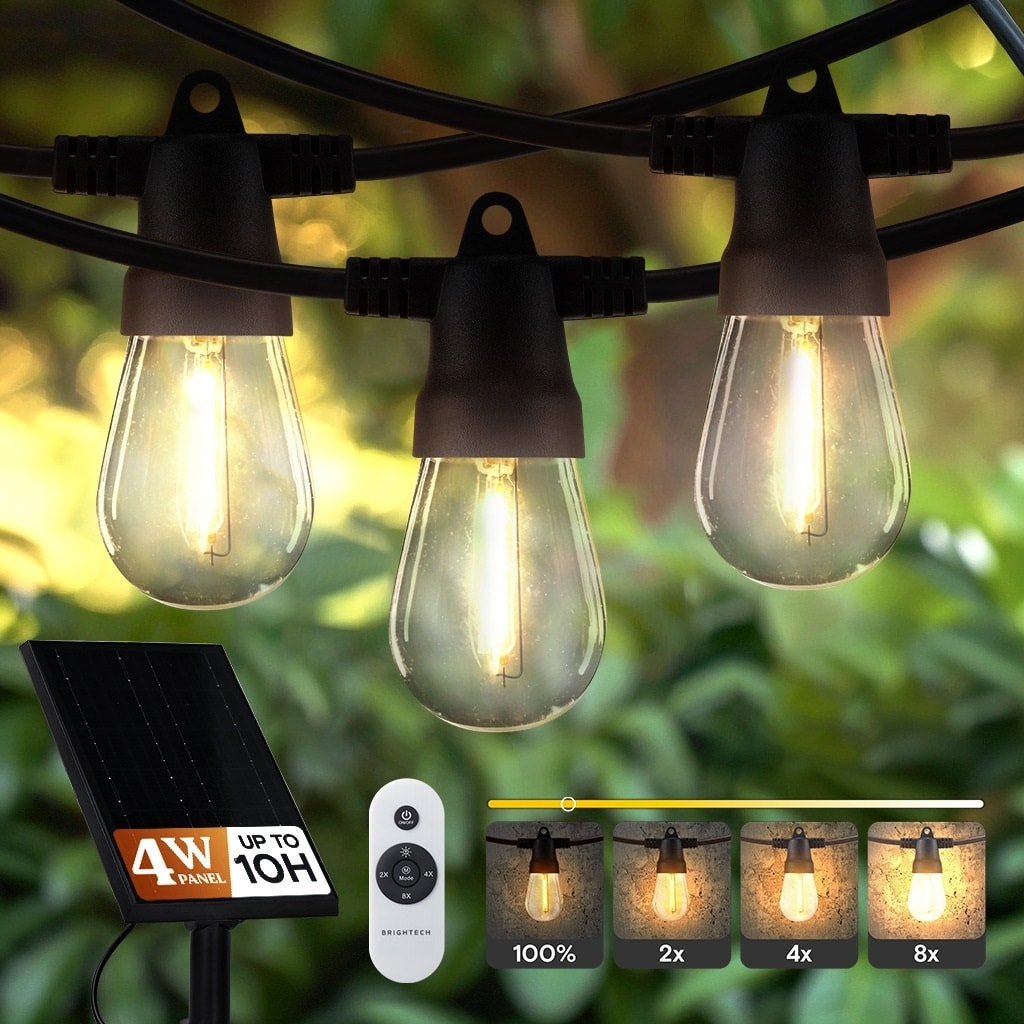 Brightech 48-ft Solar Classic Black Outdoor String Light with 15 White ...