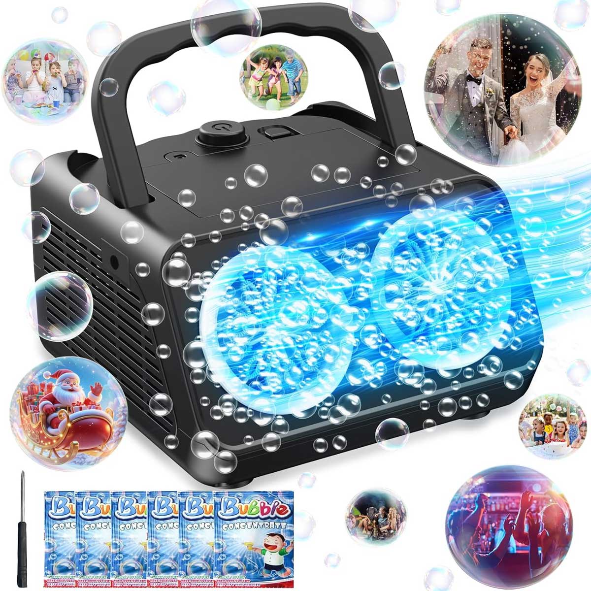 Aoibox Upgraded Automatic Bubble Blower Portable Bubbles Maker with 2 ...