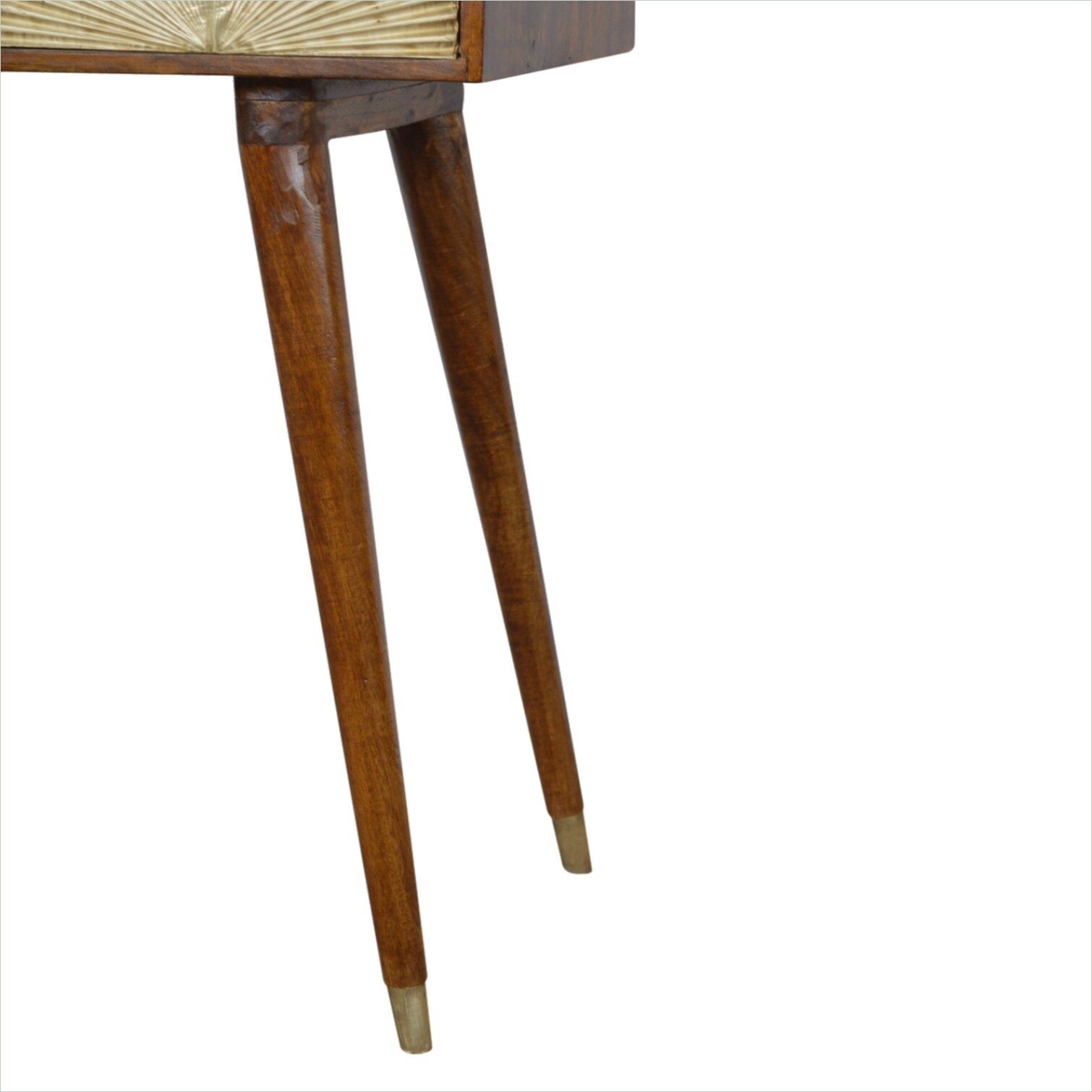 Naturefalls Chestnut-finished mango wood writing desk with brass gold ...