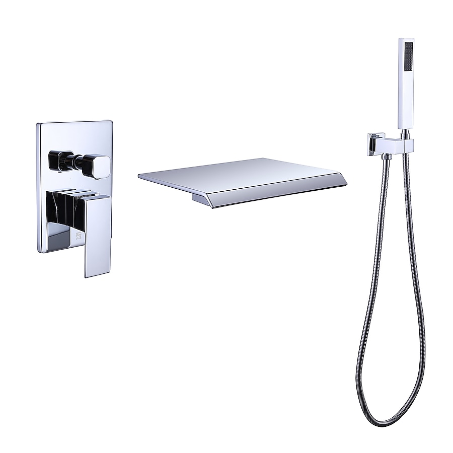 Kinwell Chrome 1 Handle Handheld Rectangle Bathtub And Shower Faucet