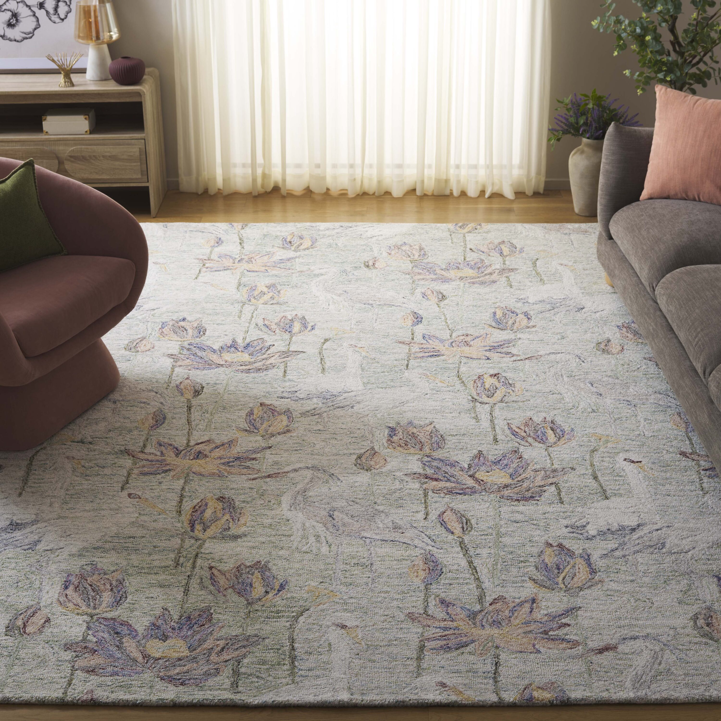 Safavieh Blossom 554 Green/Ivory Country Floral 8ft x 10ft Large ...