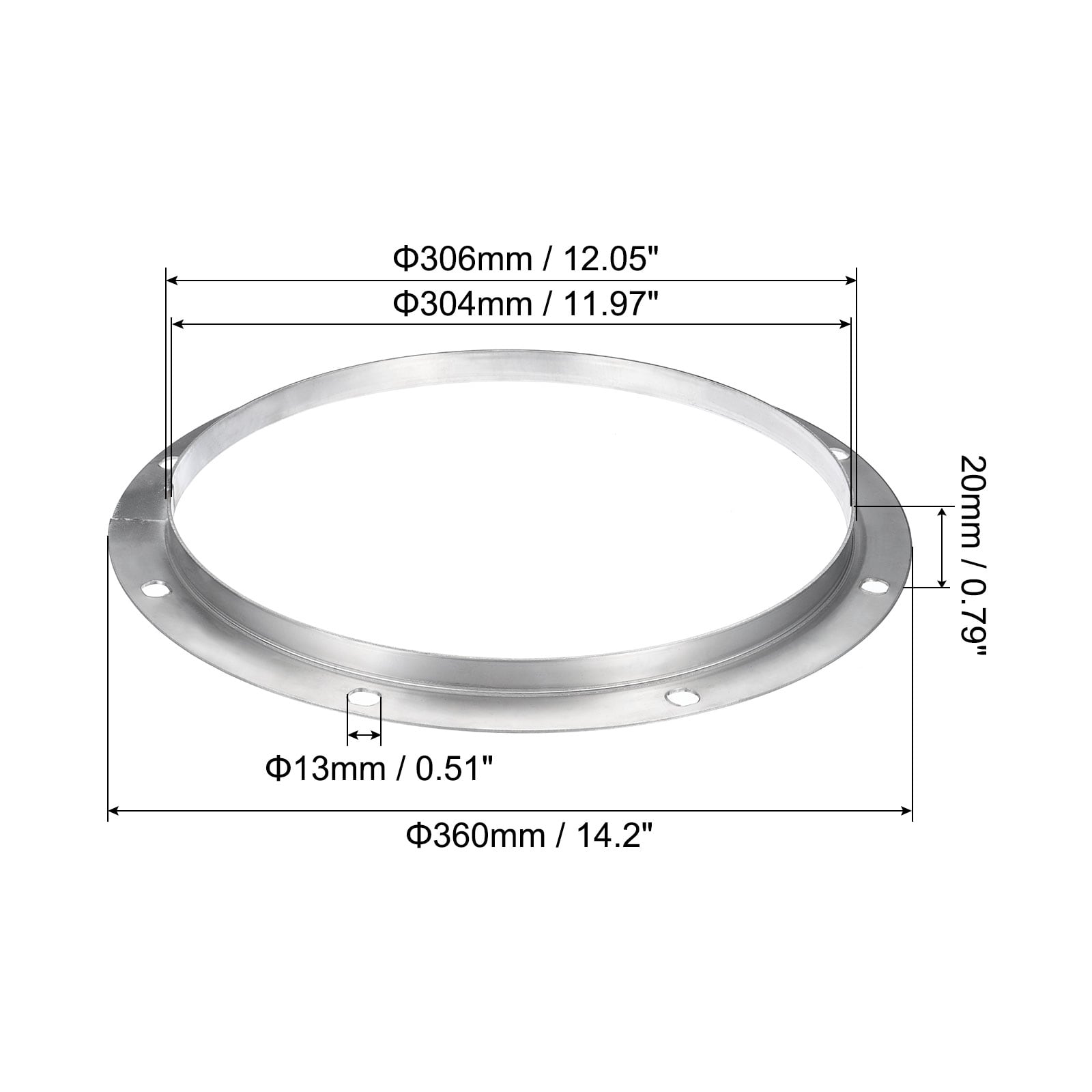 PATIKIL 12 inch Duct Connector Flange Straight Pipe Exhaust Flange ...