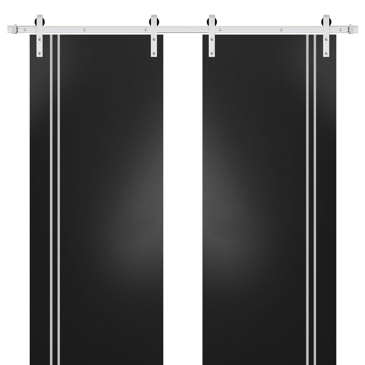 SARTODOORS Interior Double Barn Doors - Planum 0310 Black Matte -64x96 ...
