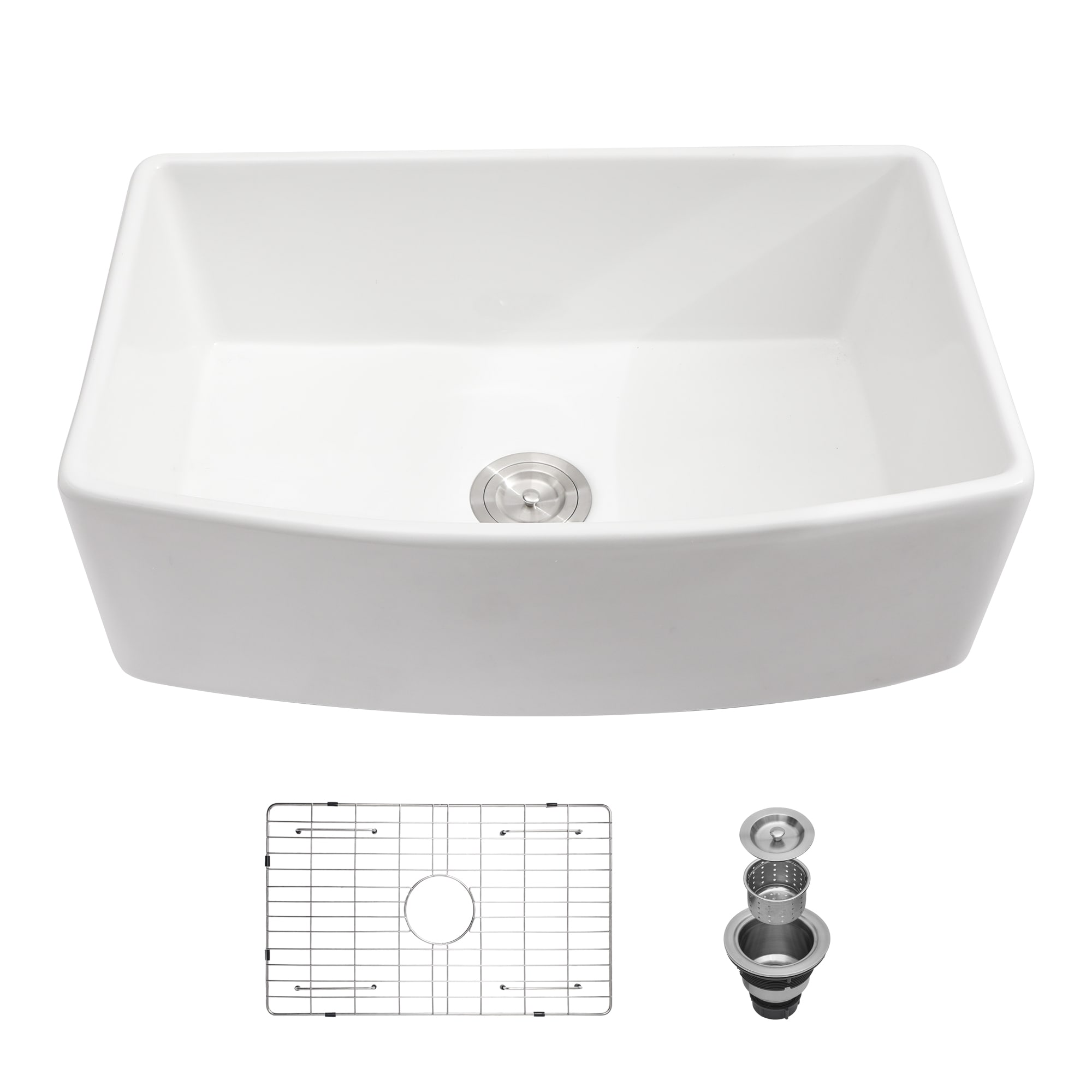 LIVIZA Ceramic Kitchen Sink Farmhouse apron front 30-in x 19-in ...