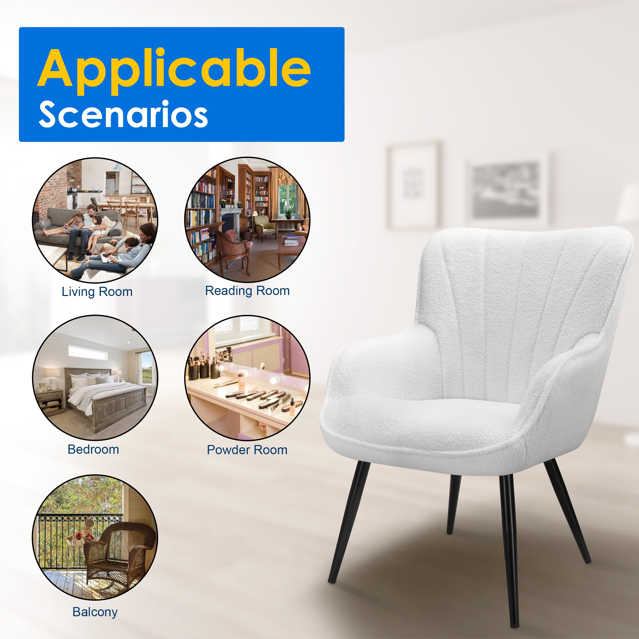 prilinex Modern White Wingback Chair 25163505 at Lowes.com