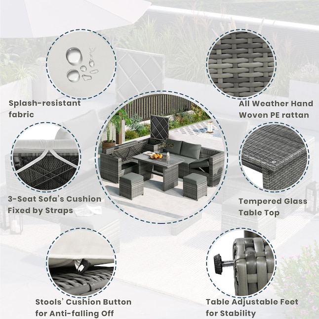 Bayfeve Outdoor 6-Piece All Weather PE Rattan Sofa Set 6-Piece Rattan ... Bayfeve Outdoor 6-Piece All Weather PE Rattan Sofa Set 6-Piece Rattan ...