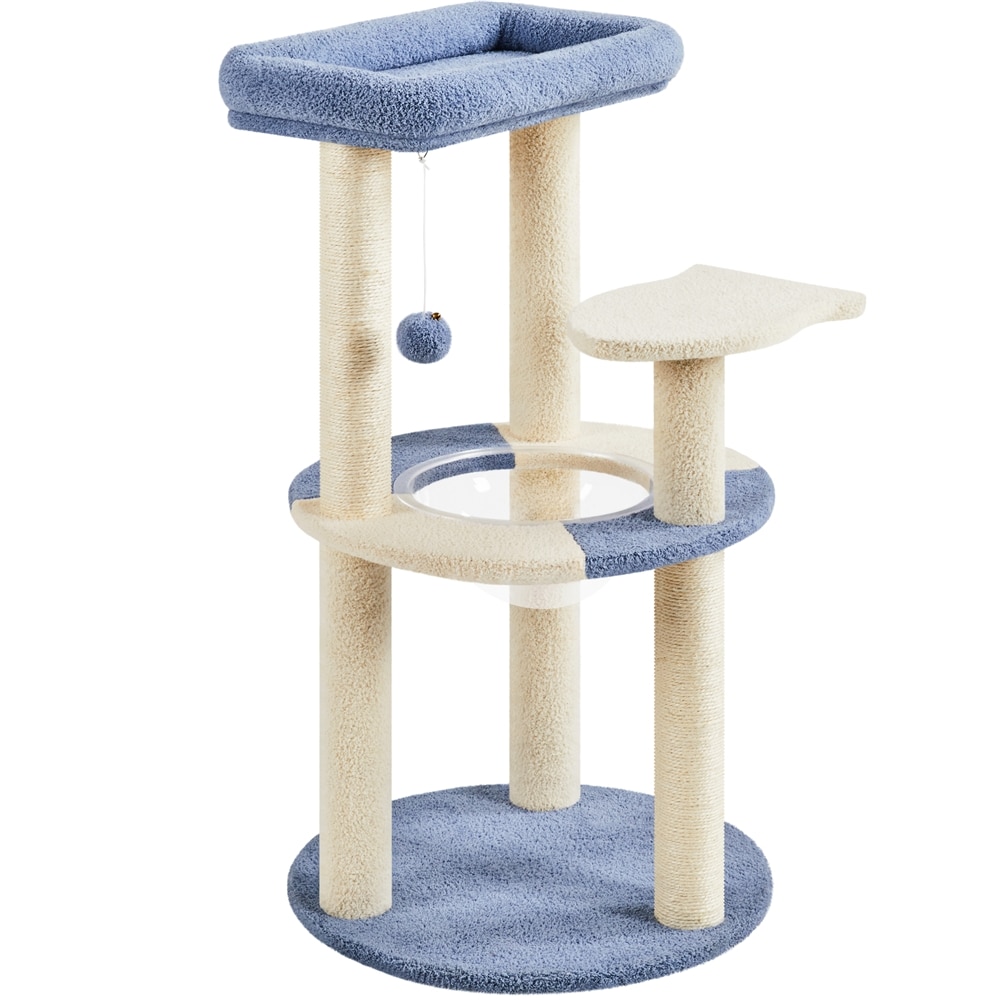 Yaheetech 35.5-in H Blue and Beige Tall Ocean Cat Tree with Transparent ...