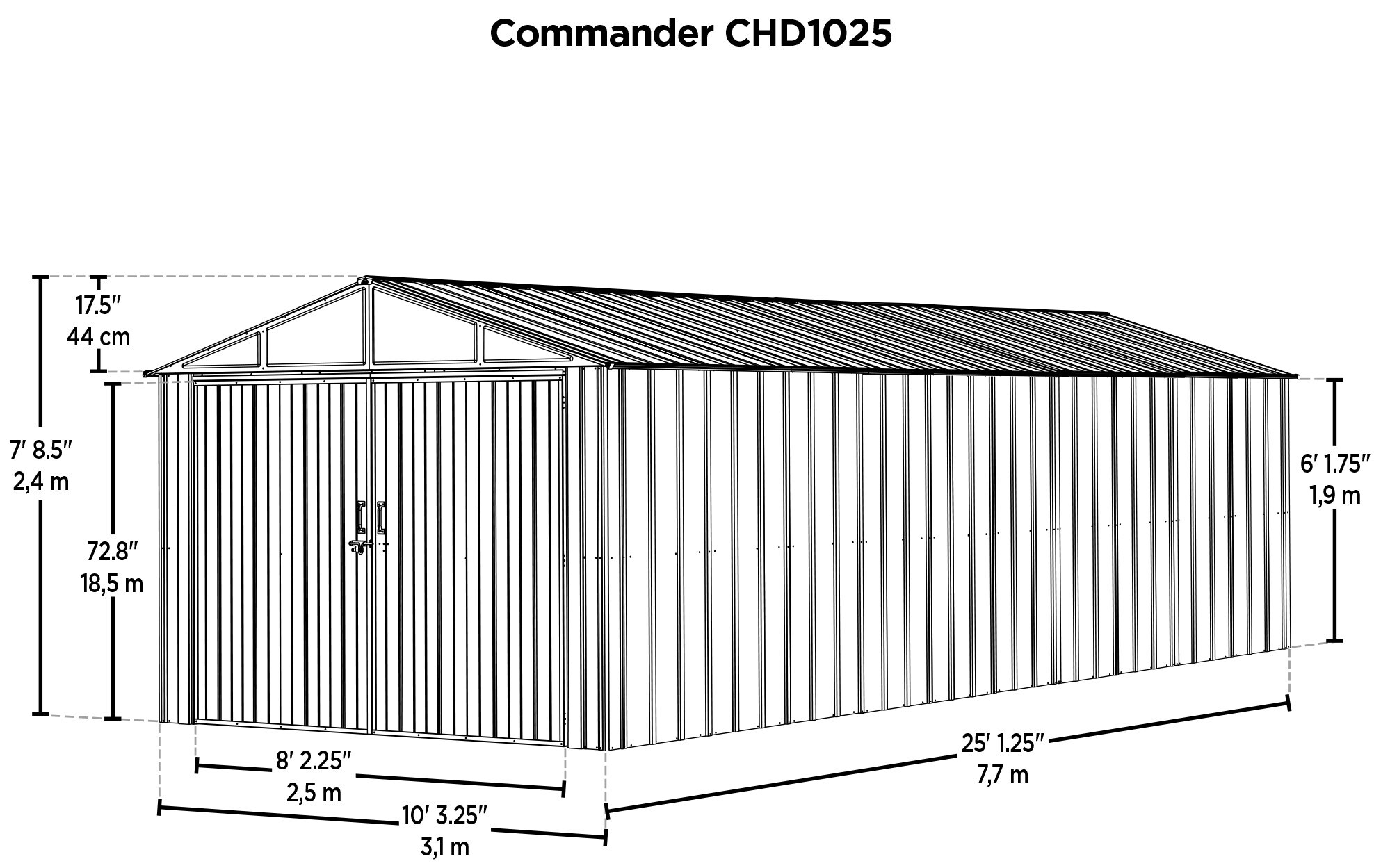 Arrow 10-ft x 25-ft Commander Galvanized Steel Storage Shed at Lowes.com