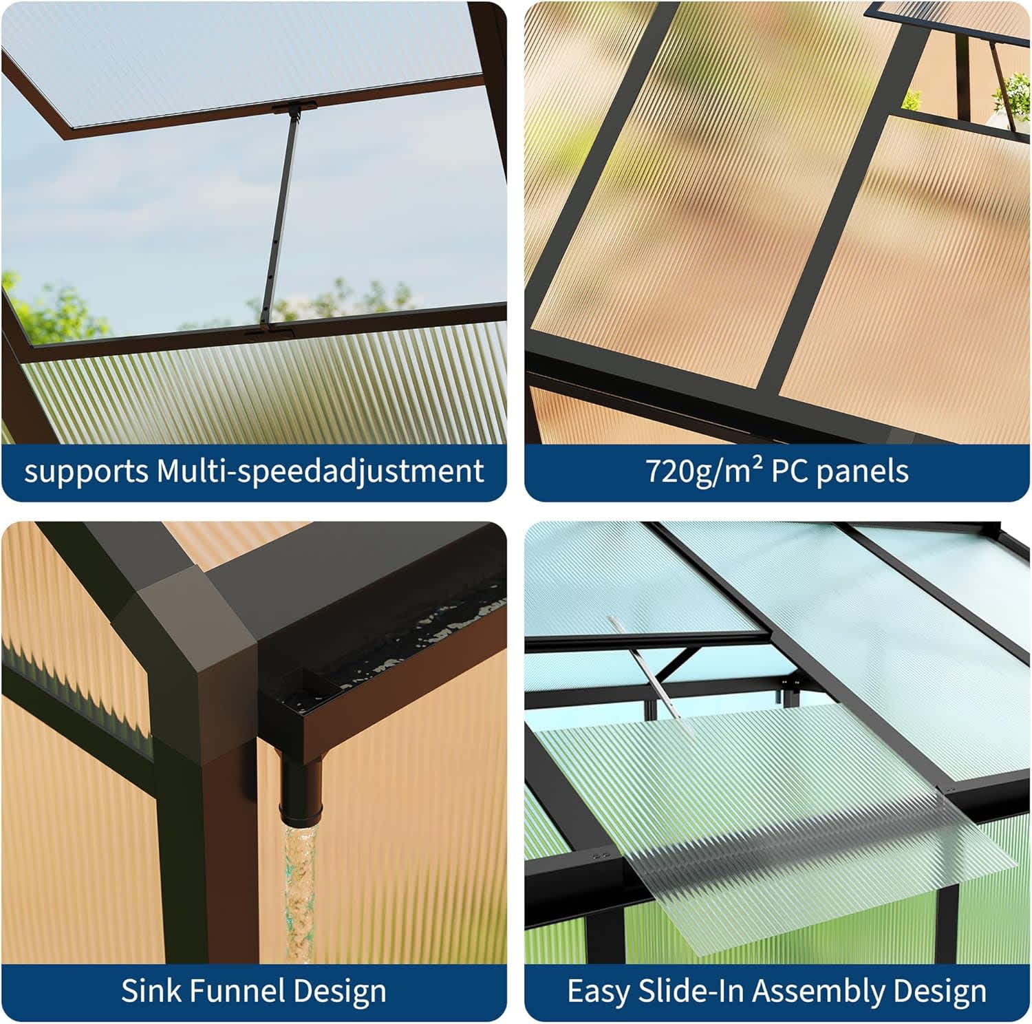 Garvee 6 x 8ft Walk-in Greenhouse Heavy-Duty Aluminum Frame ...