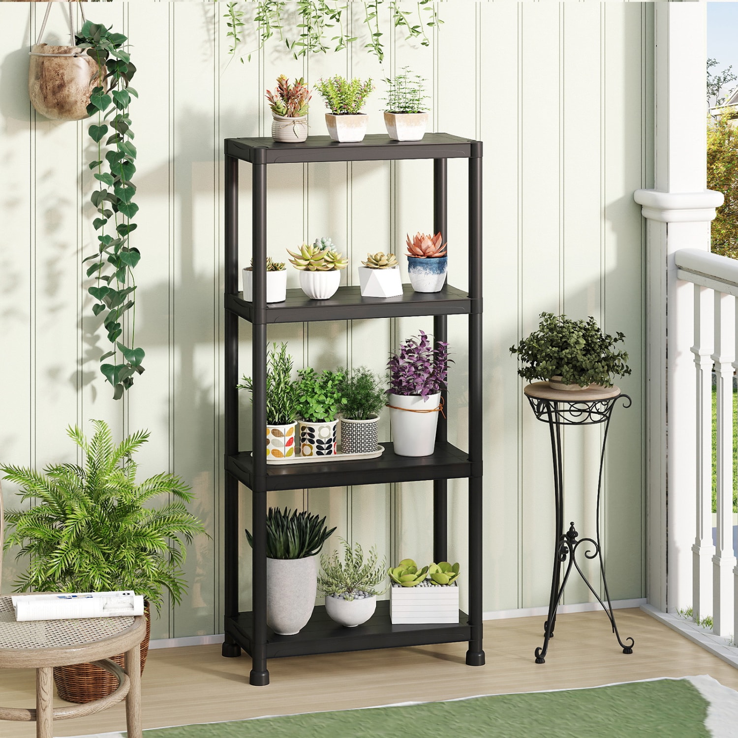 Slickblue Multi Level Black Storage Shelving Unit with 3/4/5 Storage ...