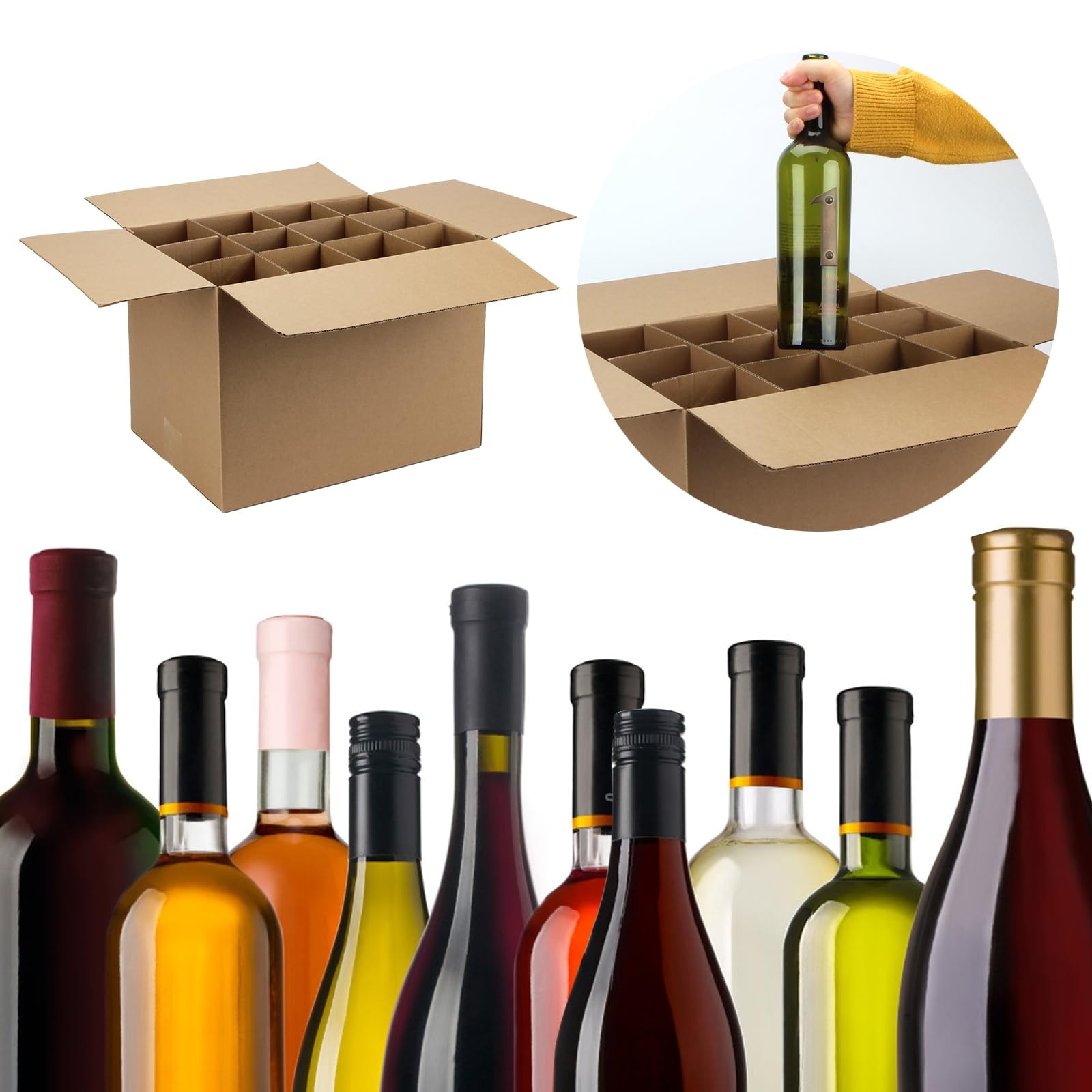Anqtovp 3 Set Moving Box Kits with 15 Cardboard Dividers Fits 16x12x12 ...
