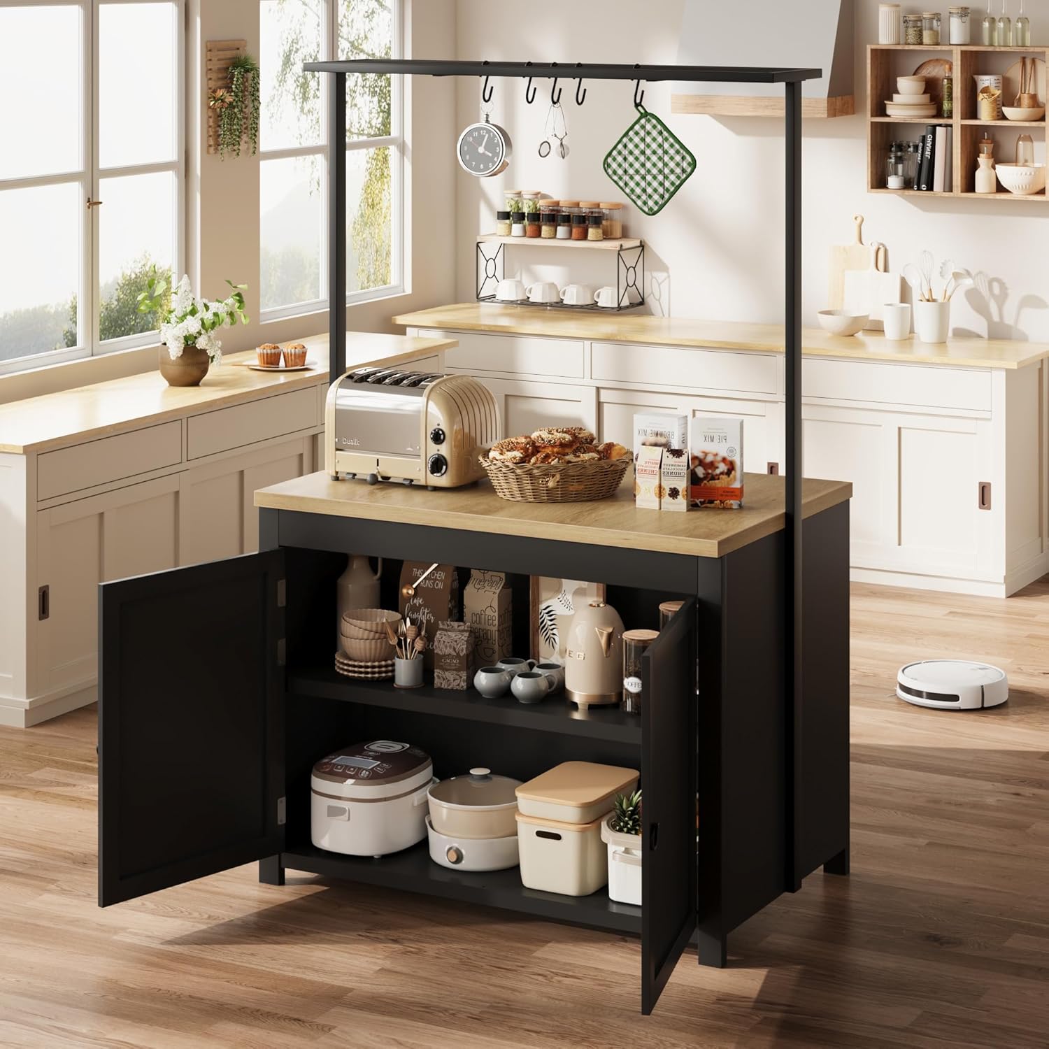 Garvee 42in Kitchen Island with Storage Multi-Functional Island Table ...