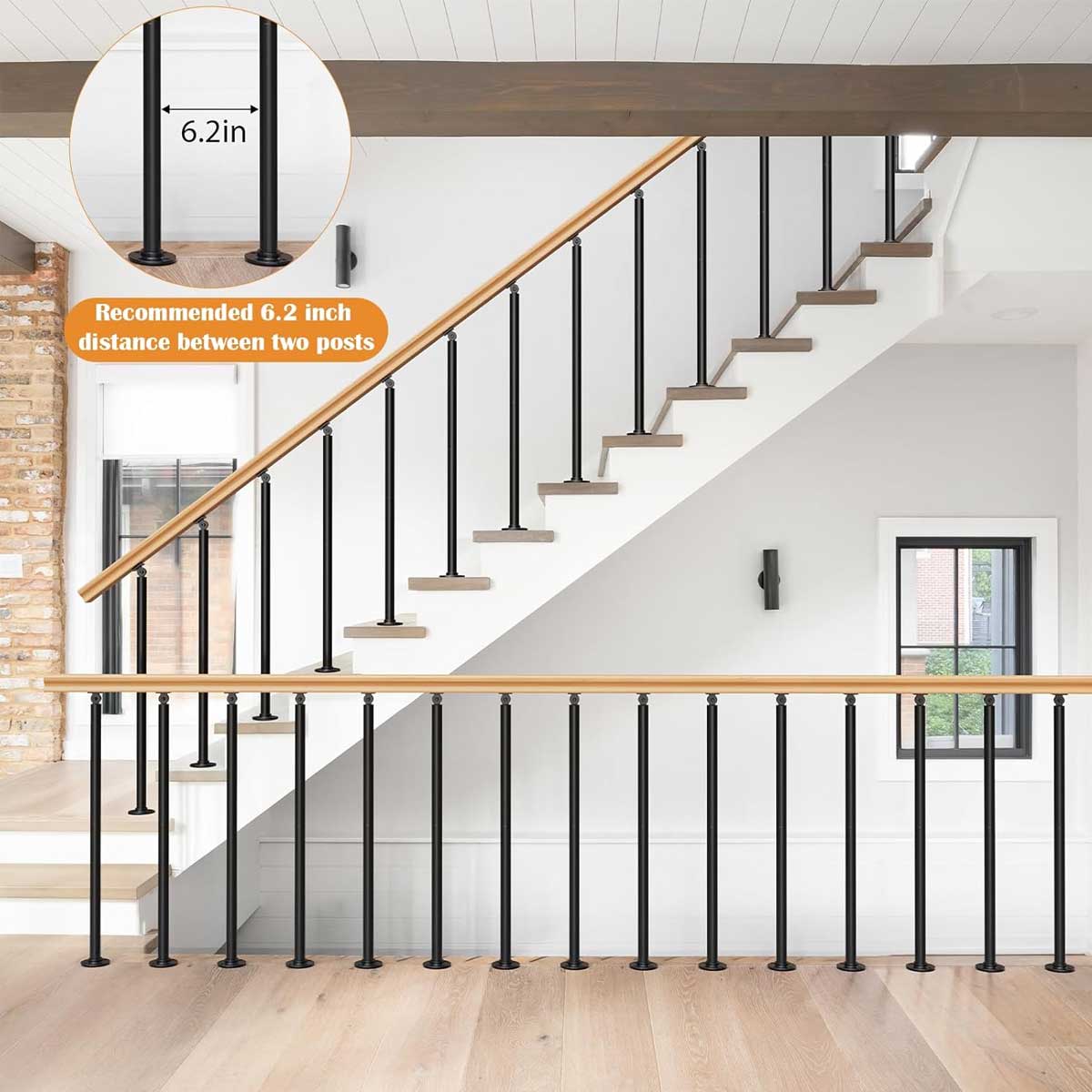 Aoibox 4 Pack Black Metal Stair Post 270 Adjustable Baluster Posts for ...