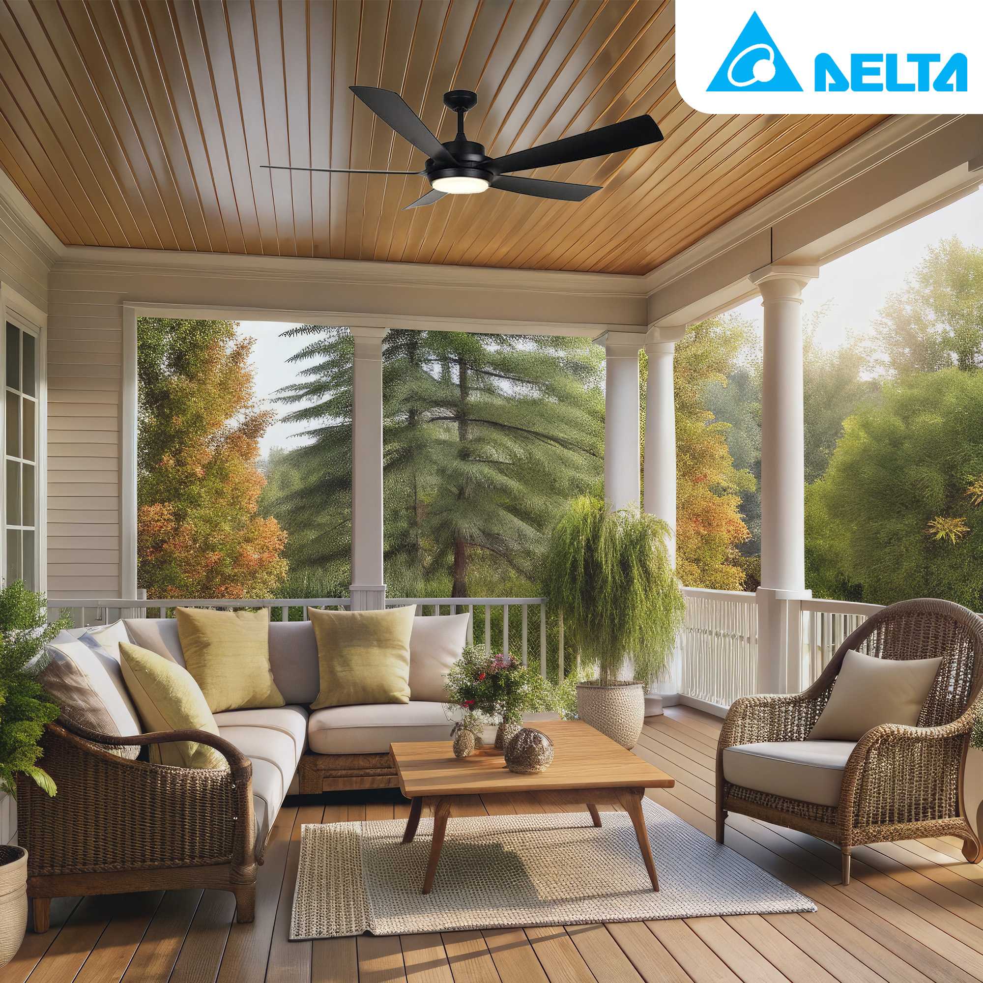 Delta Breez RioVista Ceiling Fan 60-in Integrated LED Outdoor Black ...