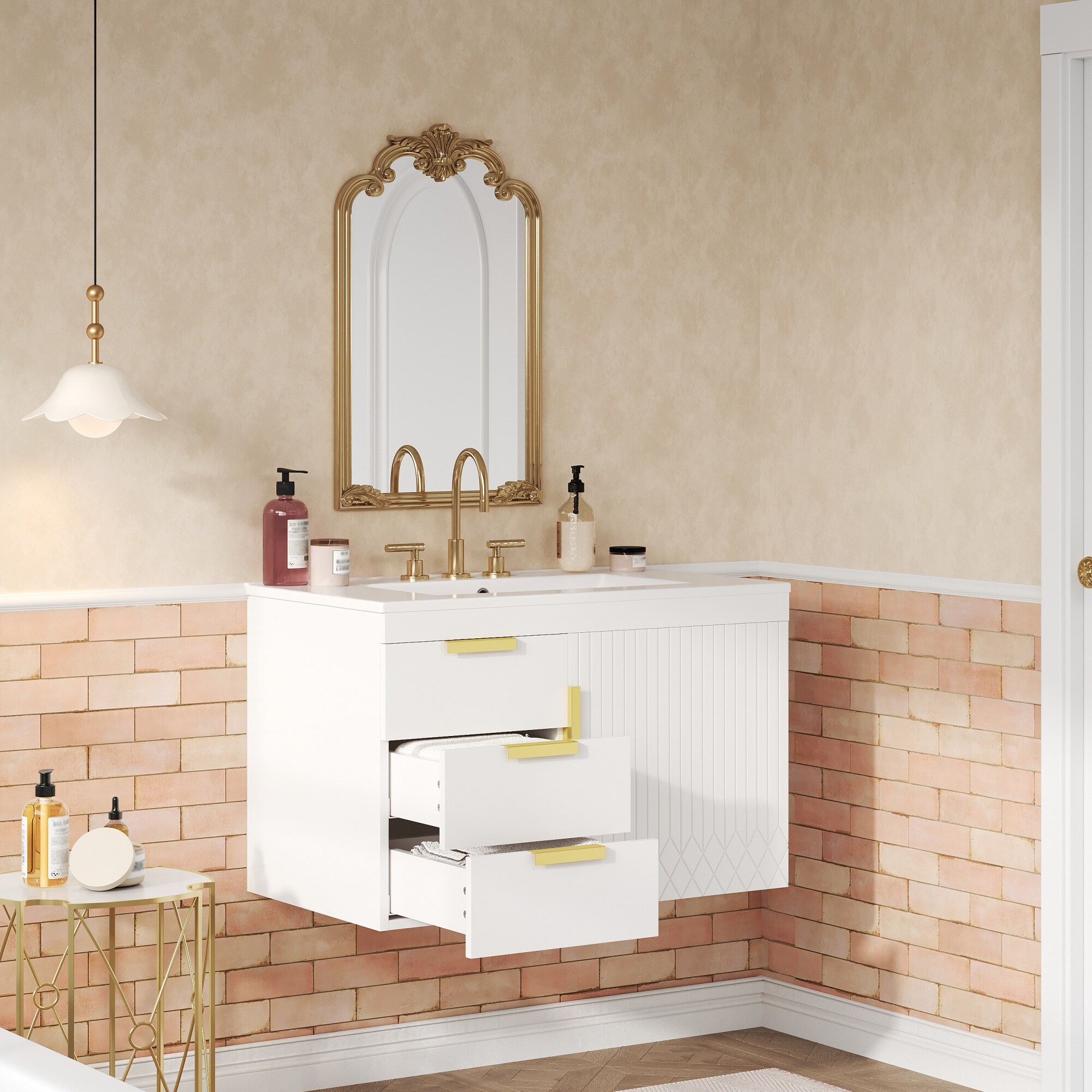 AAZJ Bathroom Vanities with Tops 30-in White Undermount Single Sink ...