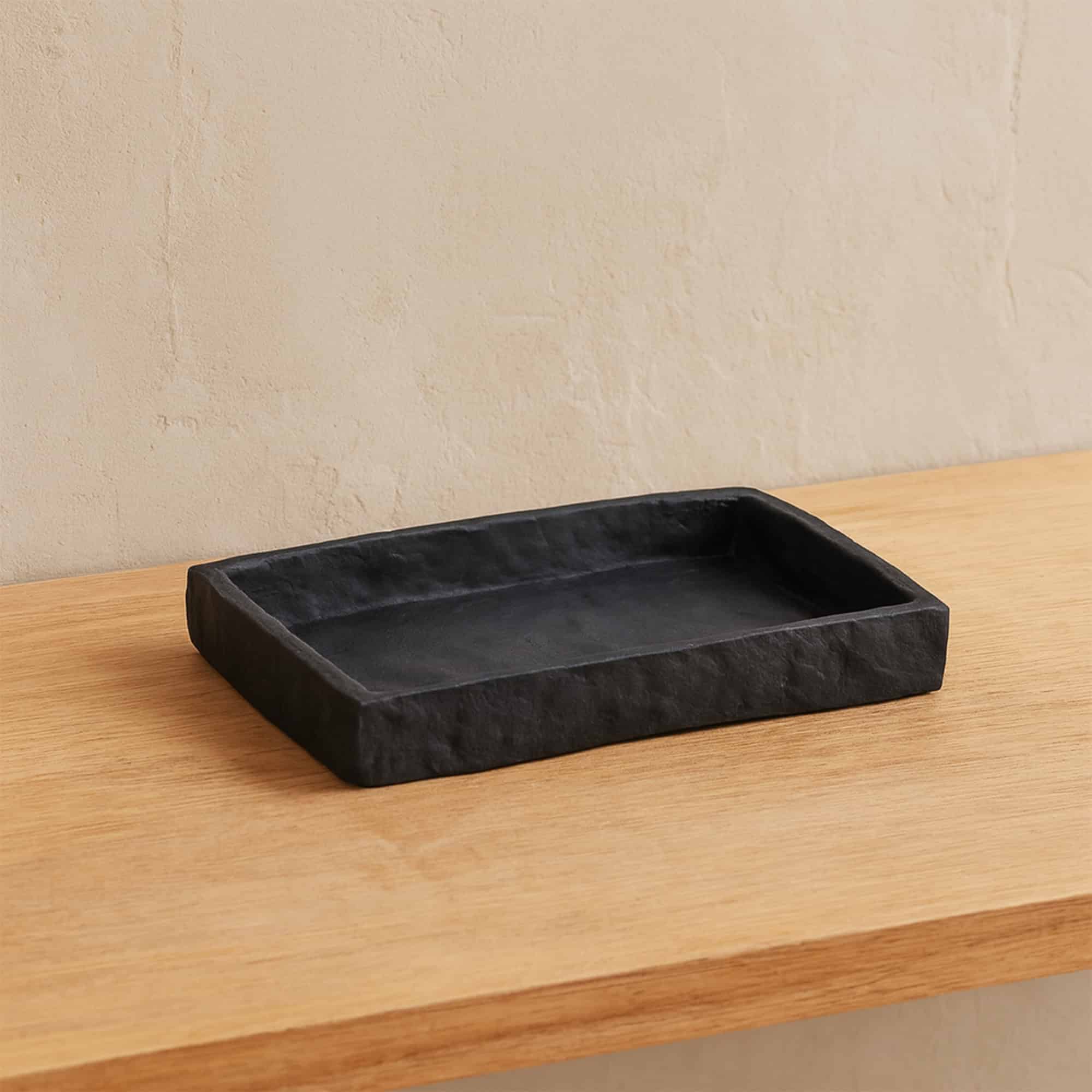 EVIDECO FRENCH HOME GOODS Black Stone Effect Soap Dish Holder Cup ...